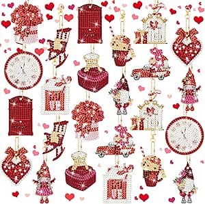 Amazon.com: Outus 24 Pcs Valentine's Day Diamond Art Keychains 5D ...