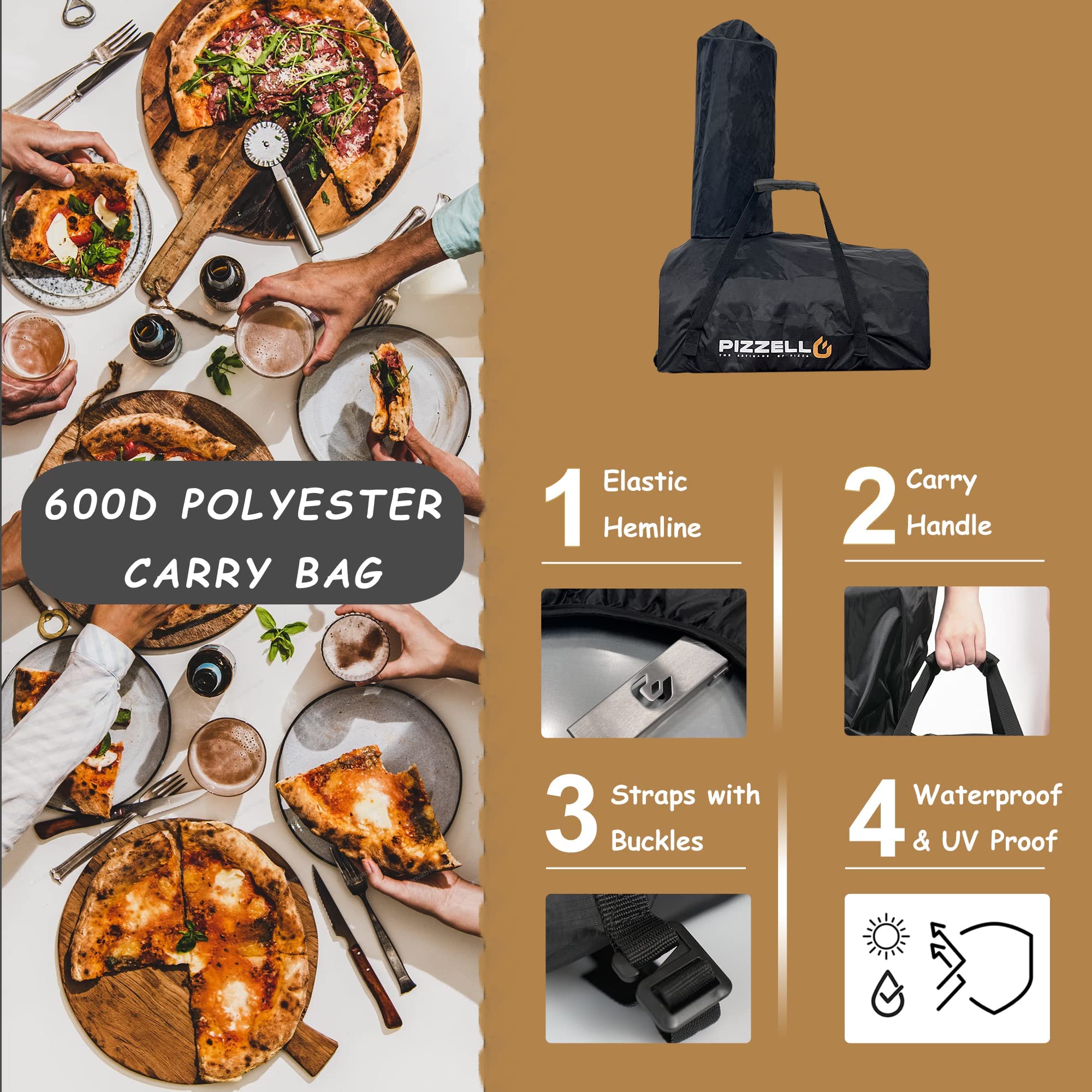 PIZZELLO Outdoor Pizza Oven Propane Wood Fired Outdoor Foldable Pizza ...