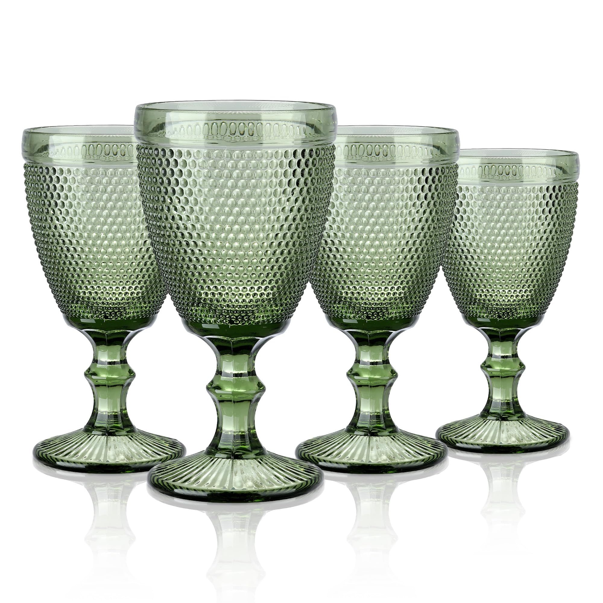 Amazon.com | Joeyan Green Vintage Wine Goblet Glasses,Embossed Colored ...