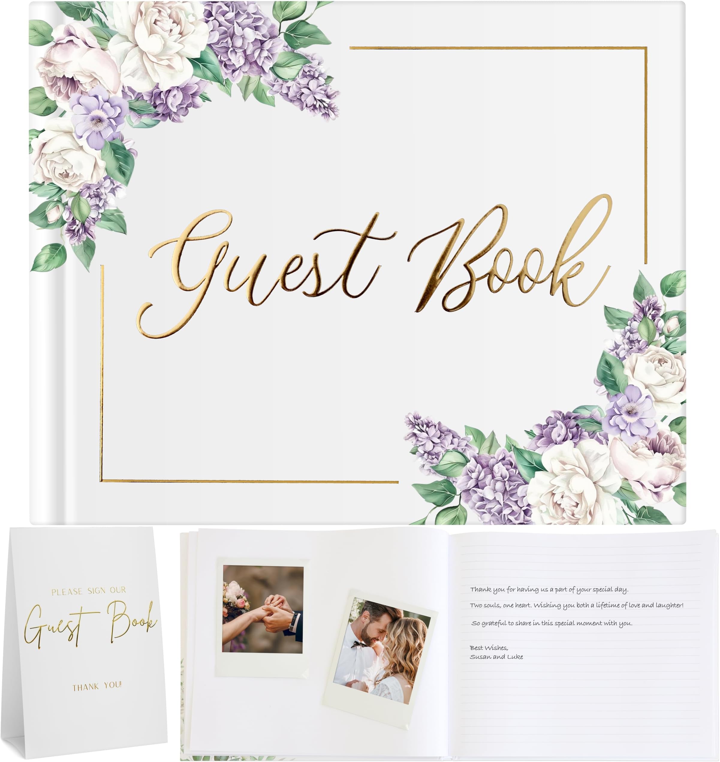 Amazon.com: Wedding Guest Book with Pen and Stickers Included , Custom ...