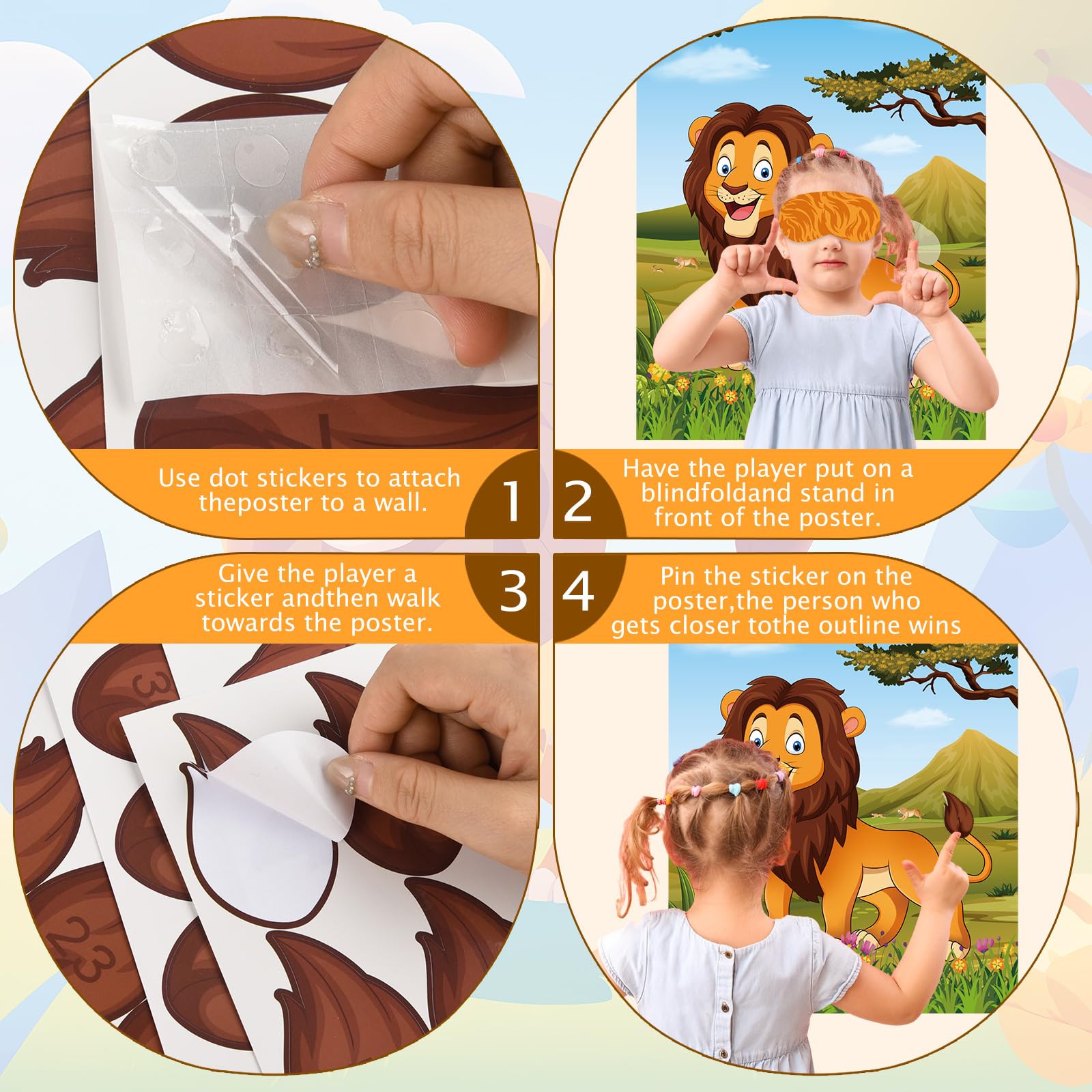 Snapklik.com : PLULON Pin The Tail On The Lion Party Game Kids Lion ...
