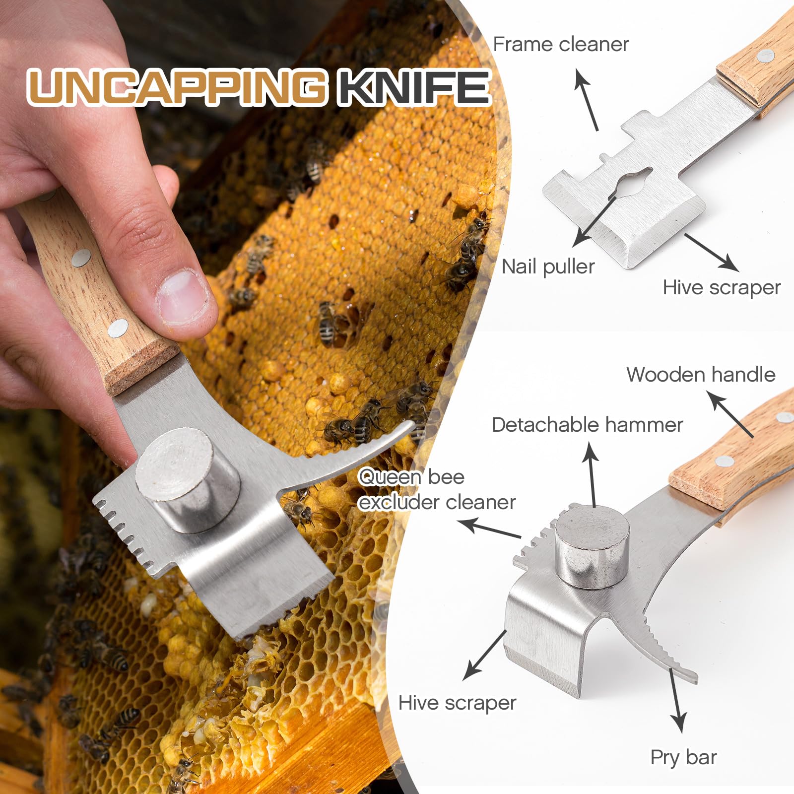 Snapklik.com : 3 Pcs Beekeeping Tools Kit Beehive Tools Include ...