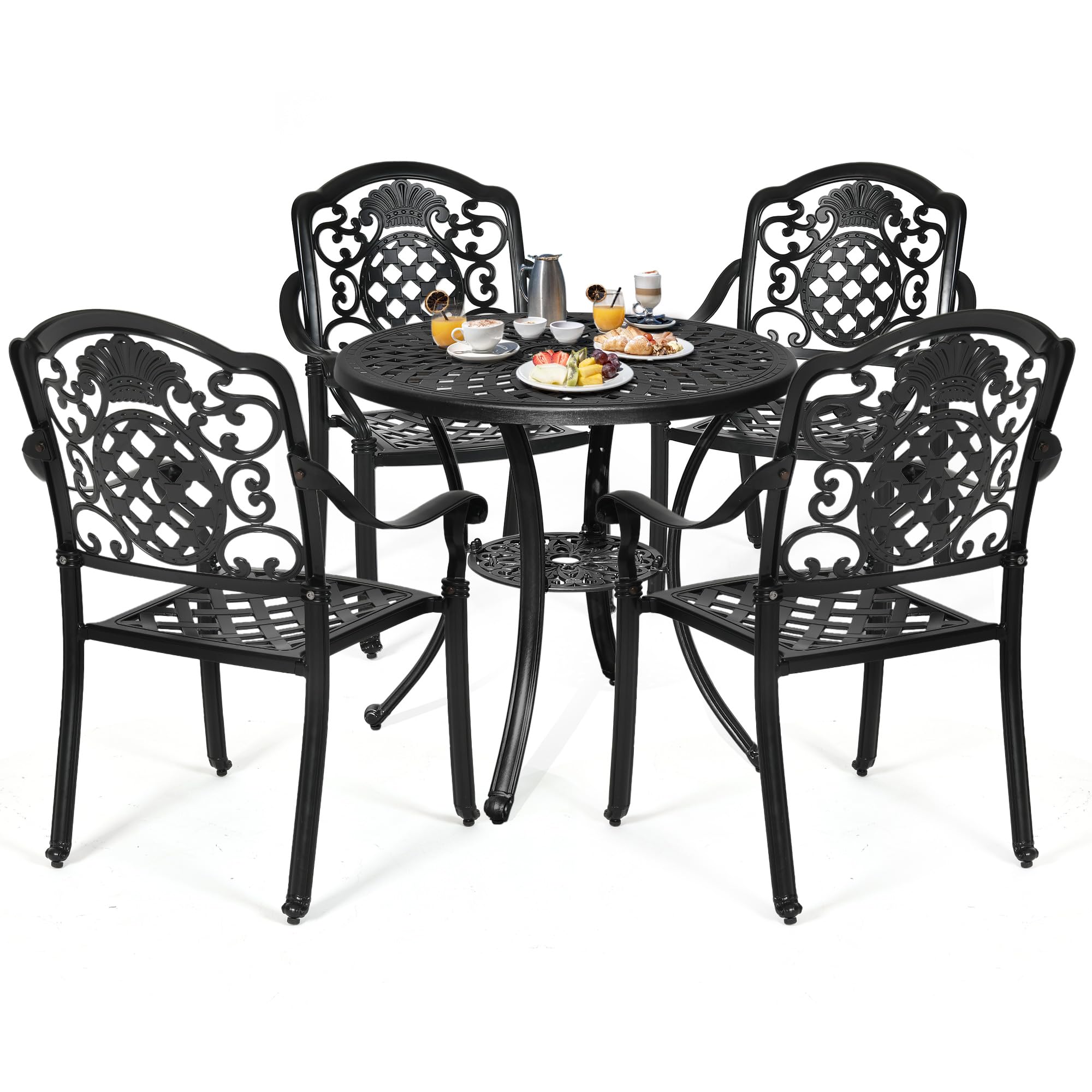 DWVO Piece Outdoor Furniture Cast Aluminum Patio Dining Sets, All ...