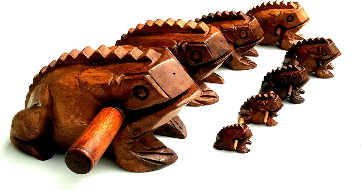 Wooden Croaking Frog Güiro - Fair Trade Percussion Instrument - Small ...