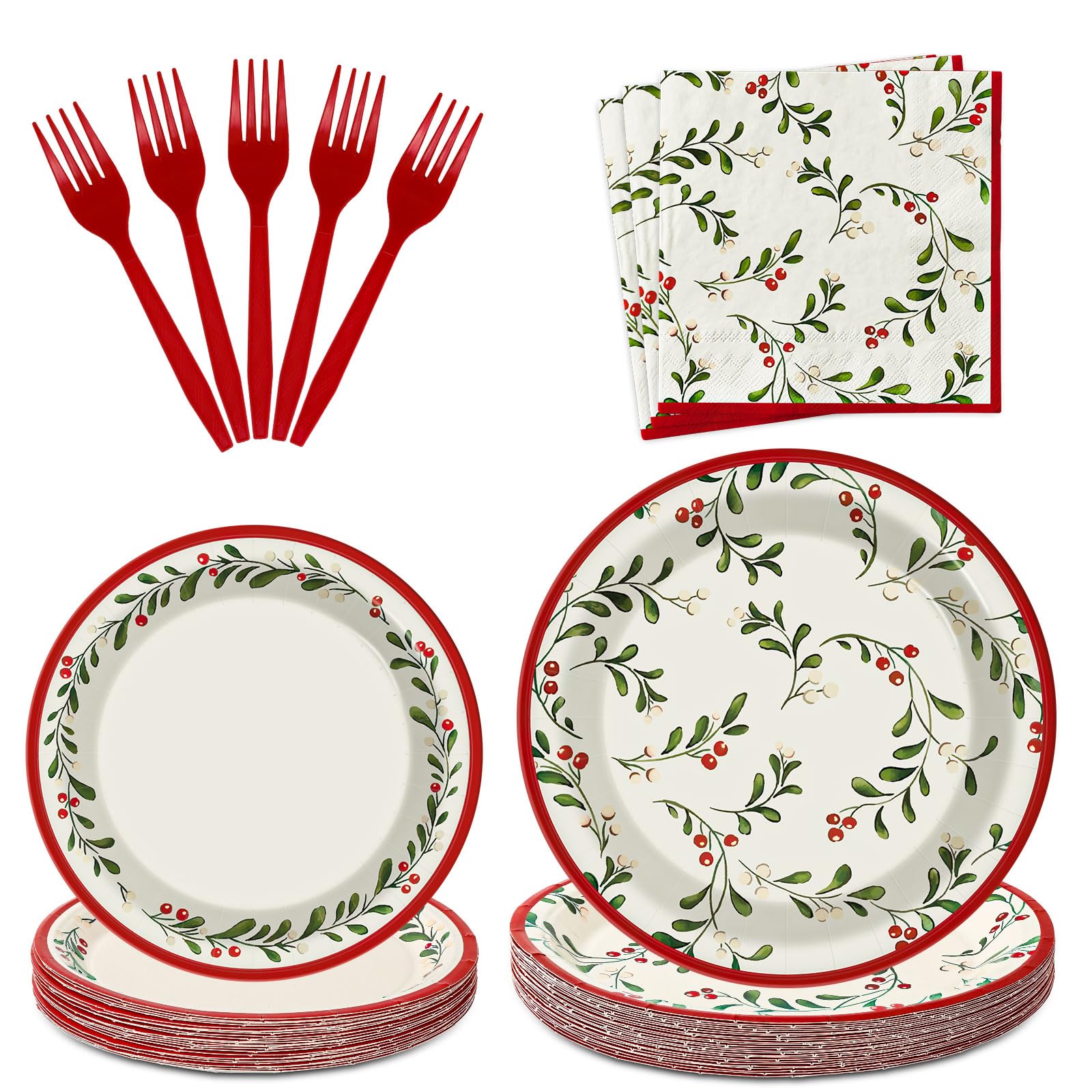 Amazon.com: JarThenaAMCS 100Pcs Christmas Paper Tableware Set ...