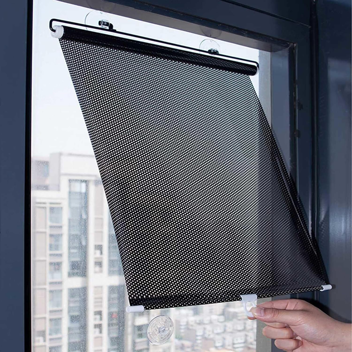 Retractable Blackout Roller Blinds,Suction Cup Sunshade Roller Blinds for Windows,Temporary ...