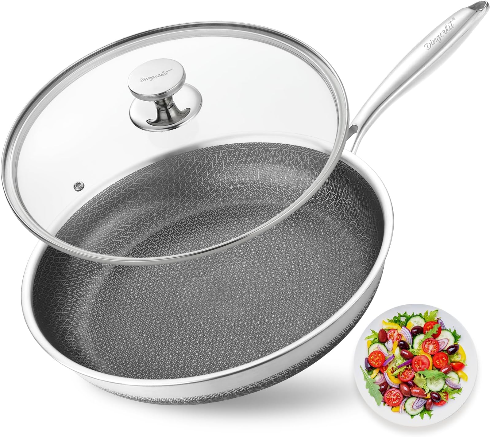 Amazon.com: MsMk 10 Inch Frying Pan Nonstick with Lid, Induction Fry ...