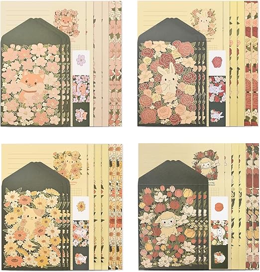 Amazon.com : 48 Pcs Stationery Paper Envelopes Set Includes 24 Lined ...