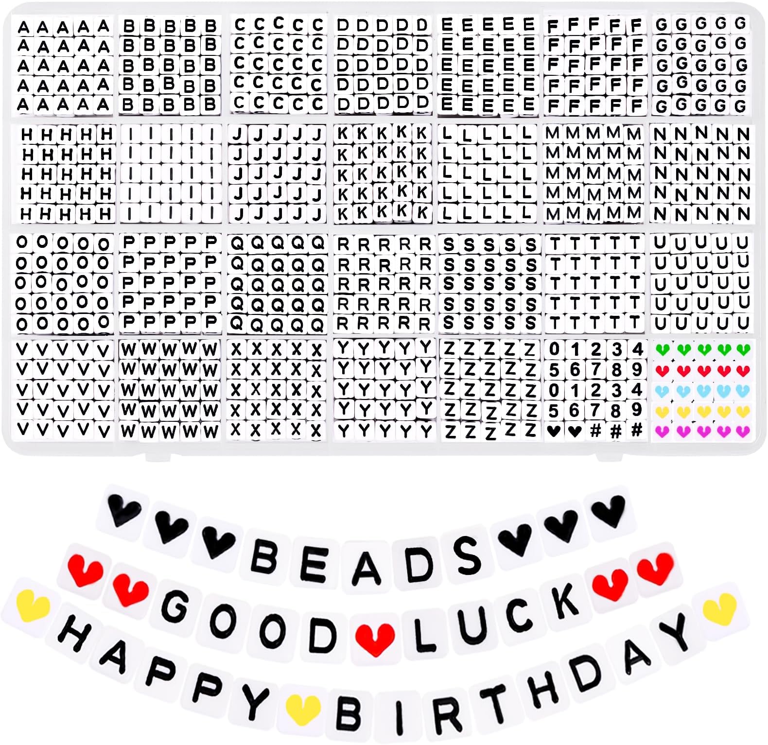 100 pcs 6mm White Cube Letter Alphabet Acrylic Beads Single & Mixed ...