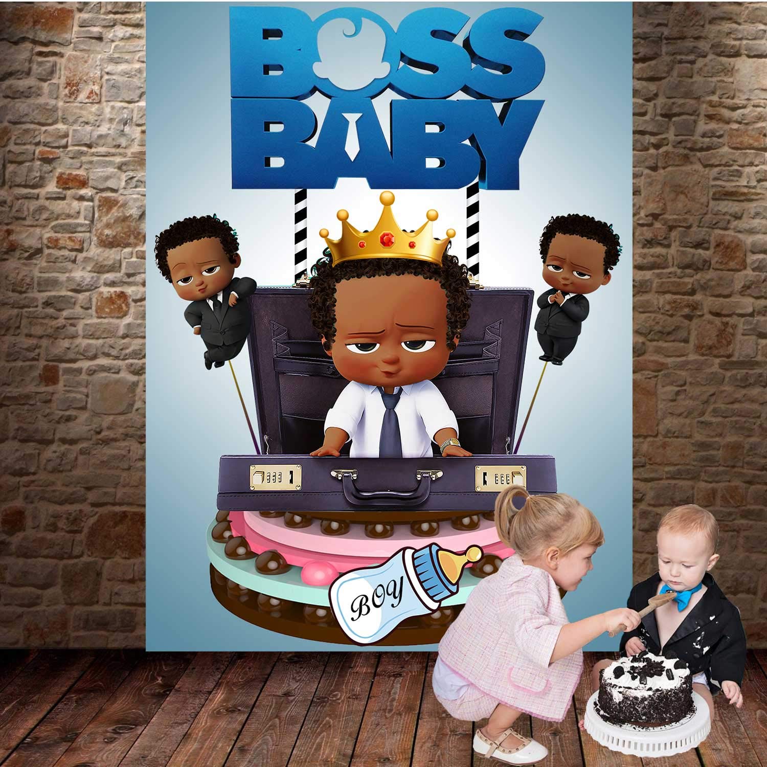 Boss Baby Backdrop for Boy Baby Shower Backgrounds Backdrop African Boy ...
