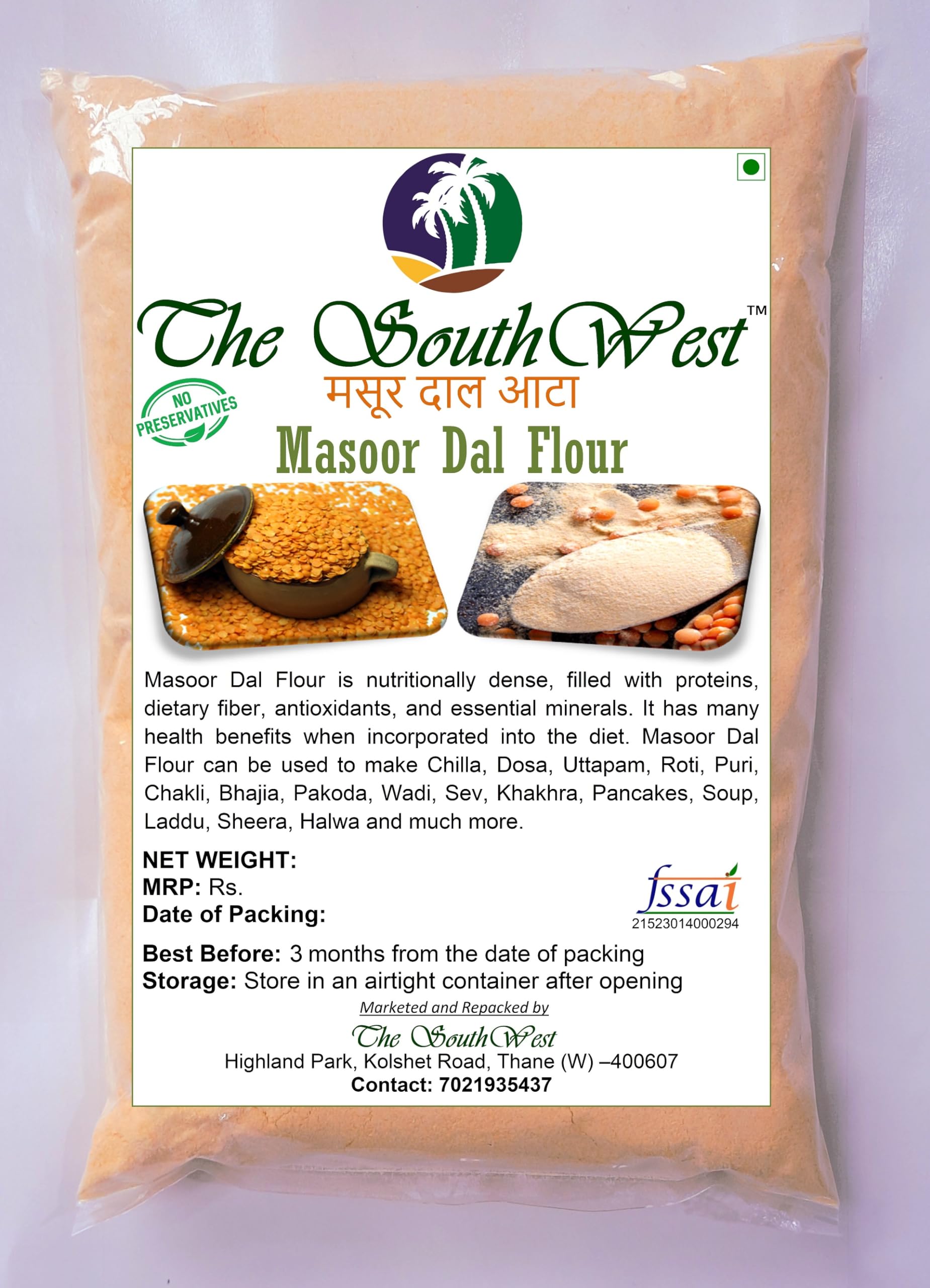 Buy The SouthWest | Masoor Dal Atta | Red Lentil Flour | Masur Dal ...