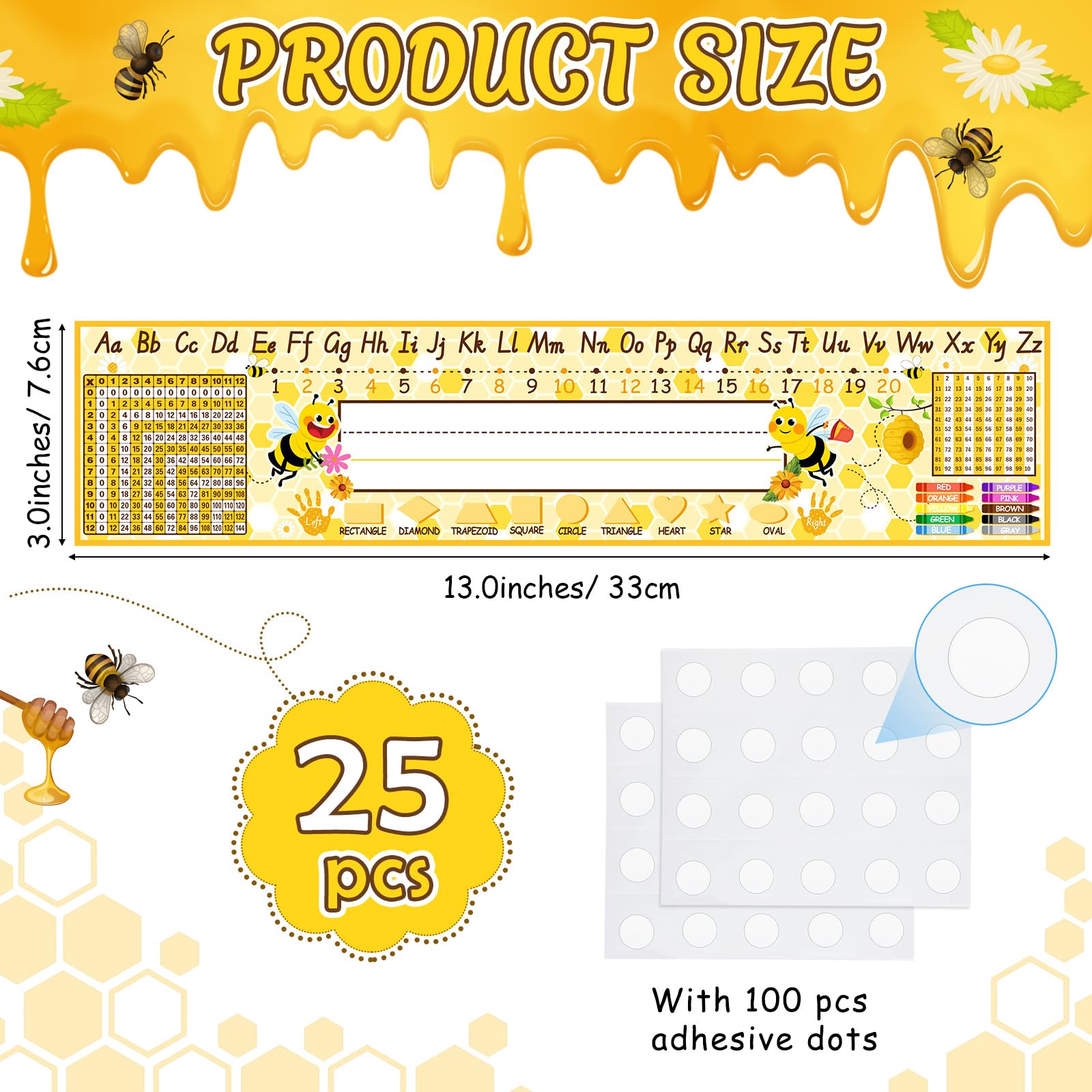 Snapklik.com : Pasimy 25 Pcs Bee Flat Name Plates Bee Name Tags For ...