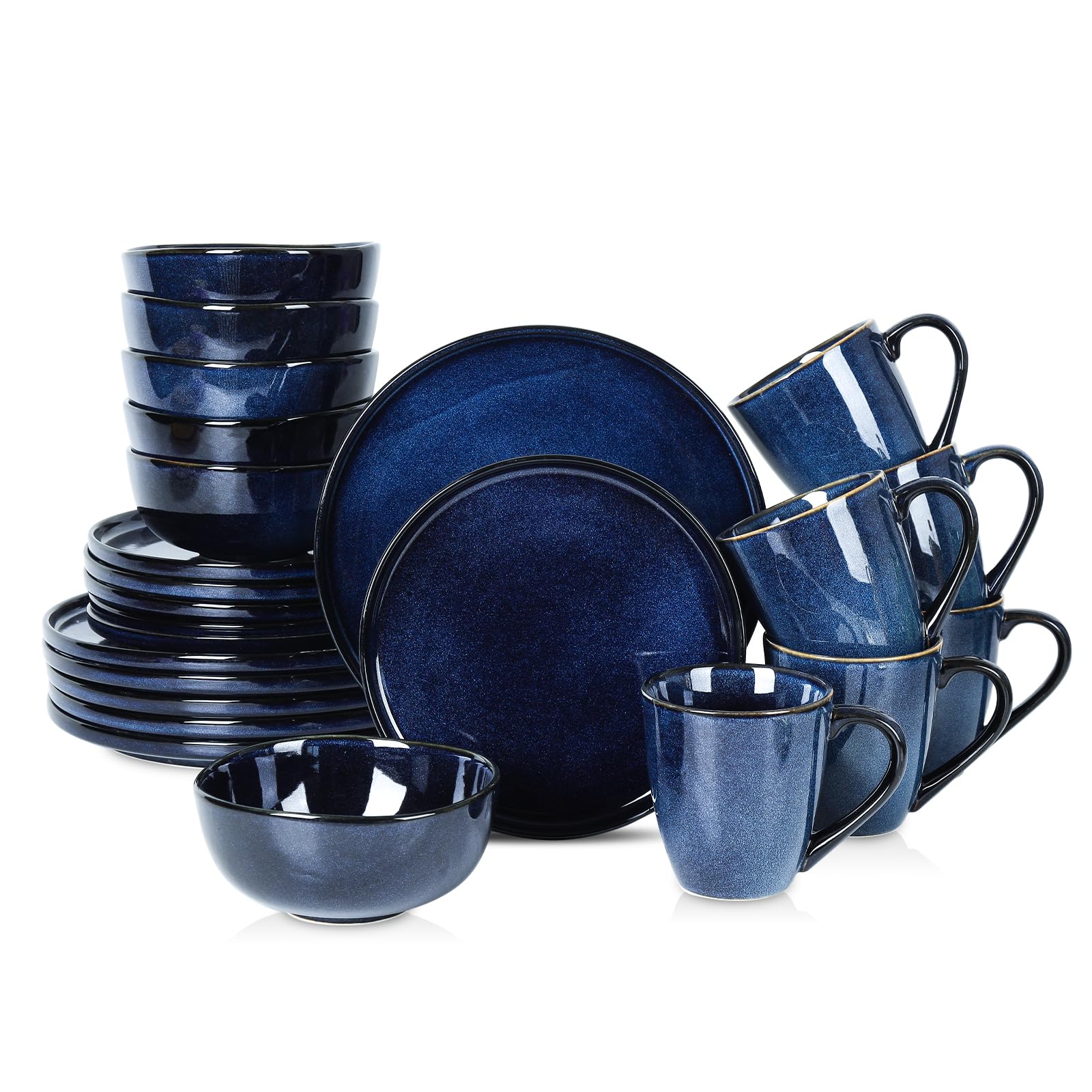 Amazon.com | Vicrays 24-Piece Kitchen Dinnerware Set, Ceramic Flat ...