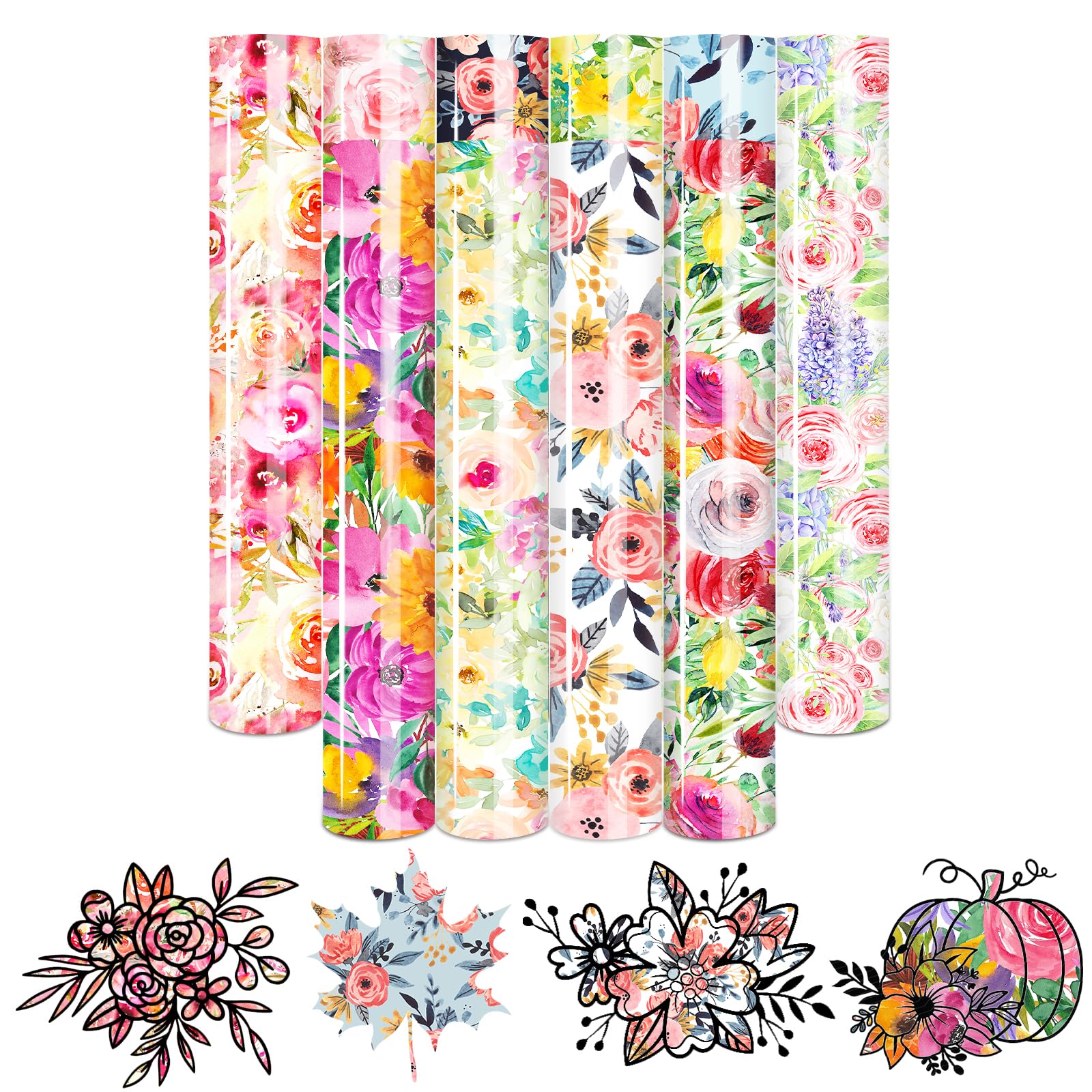 HTVSTD Flower HTV Vinyl - 10 Sheets (12inches*10inches) Floral Heat ...