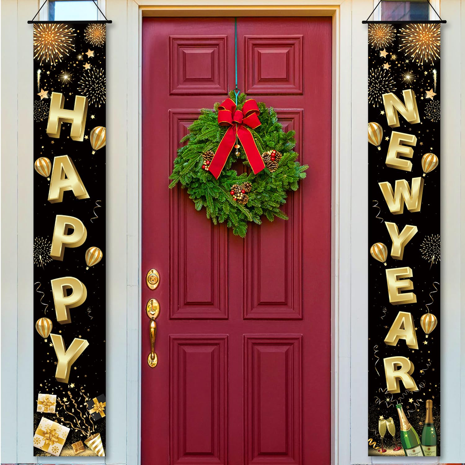 Amazon.com: Happy New Year Door Banner for Home, 71x12 Inch Happy New ...