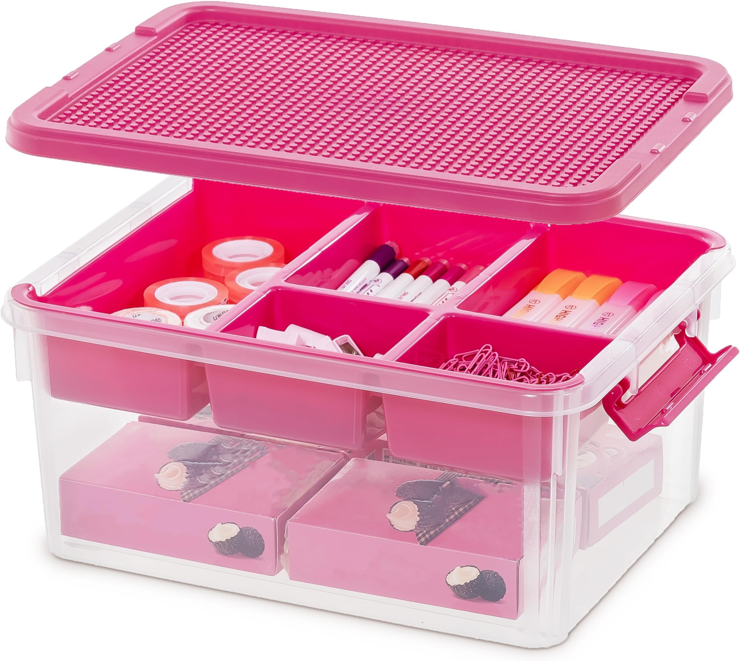 Amazon.com: 17 QT Plastic Storage Box with Removable Tray, Portable ...