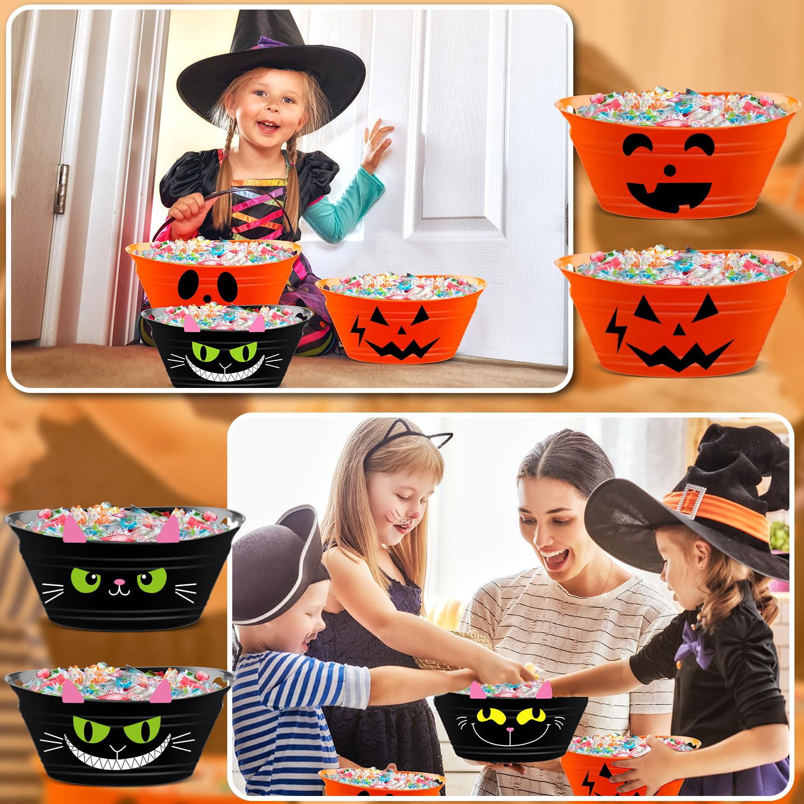 Snapklik.com : Mifoci 6 Set Halloween Trick Or Treat Candy Bowls, Large ...