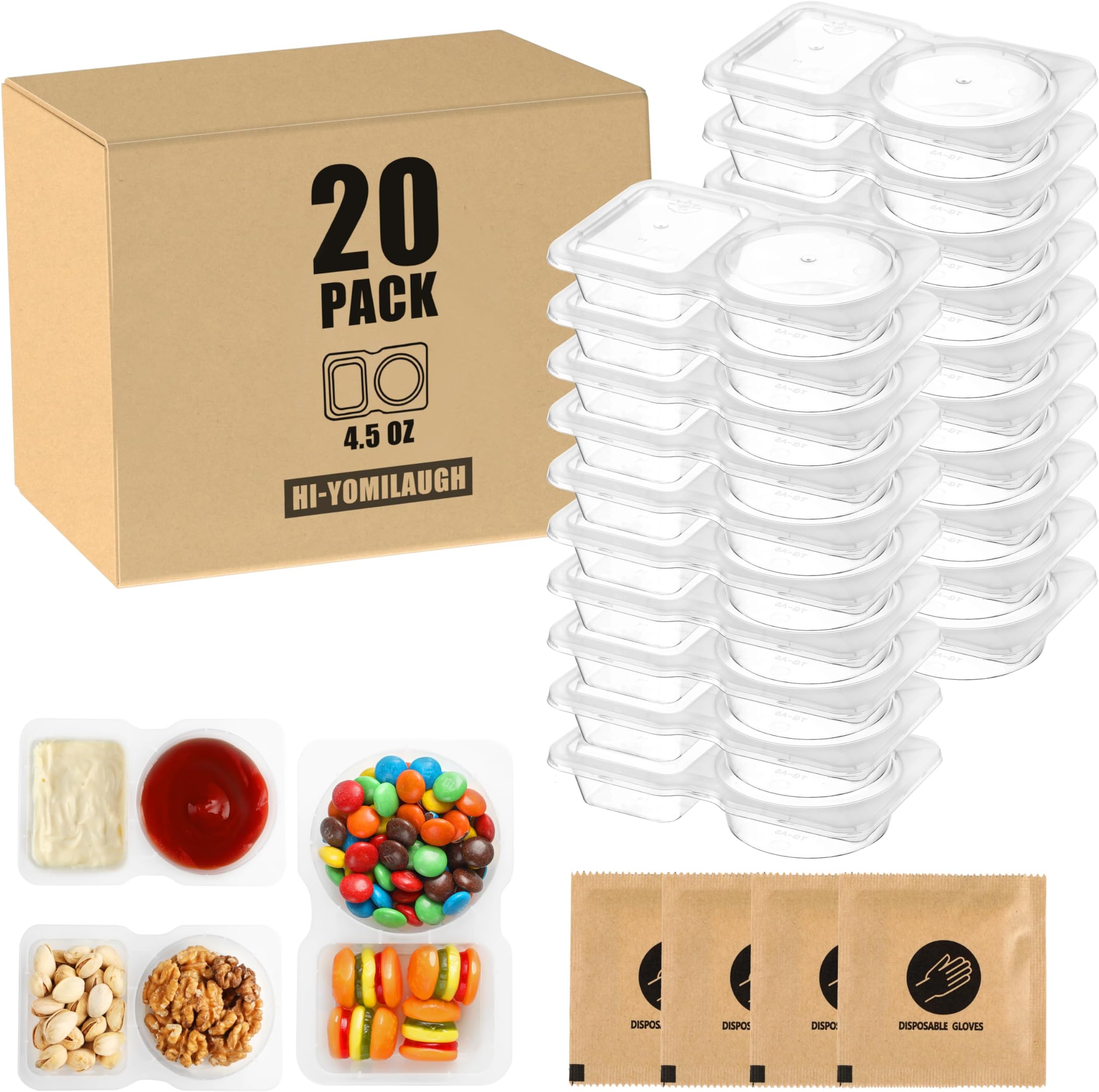 Amazon.com: DIVINA VITAE 50Pcs Double Compartment Condiment Containers ...