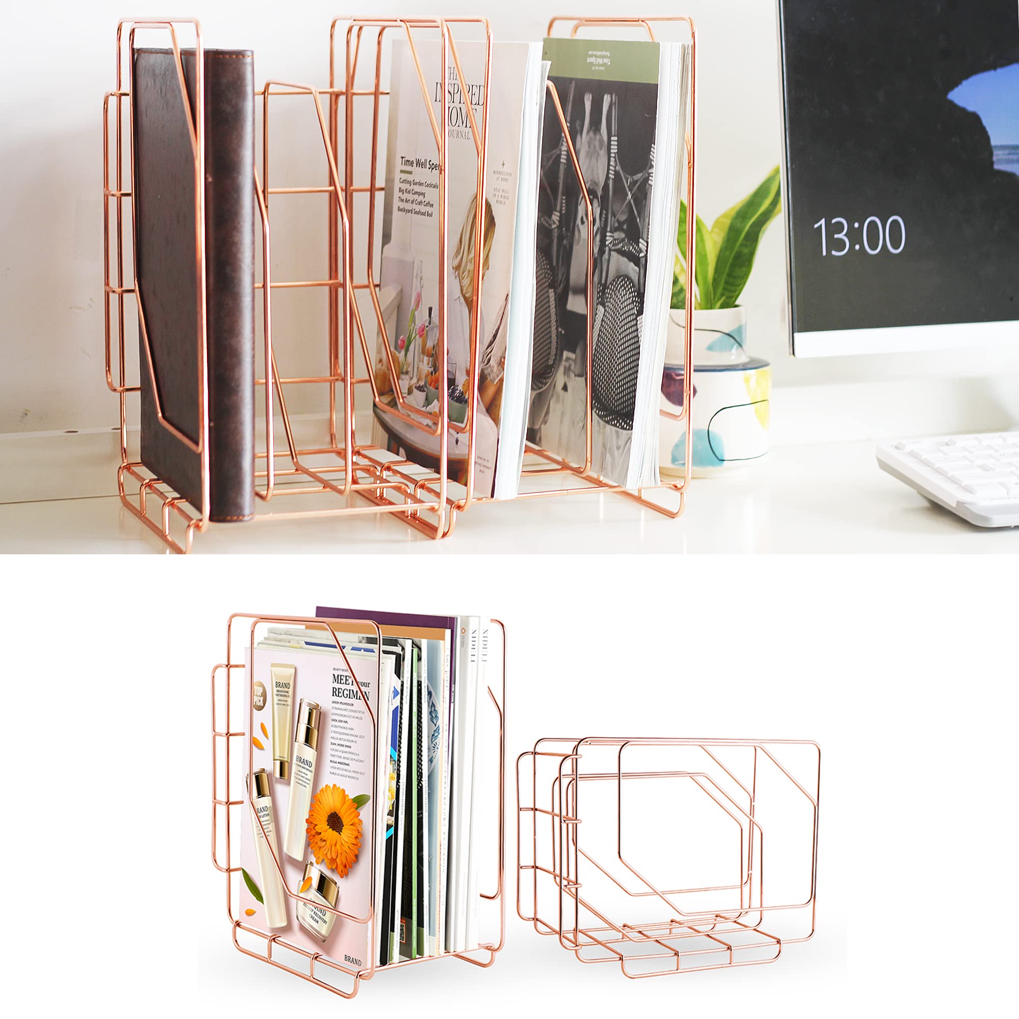 Rose Gold Metal File Sorter Organizer Desktop 9 9 L | Desertcart Bahamas