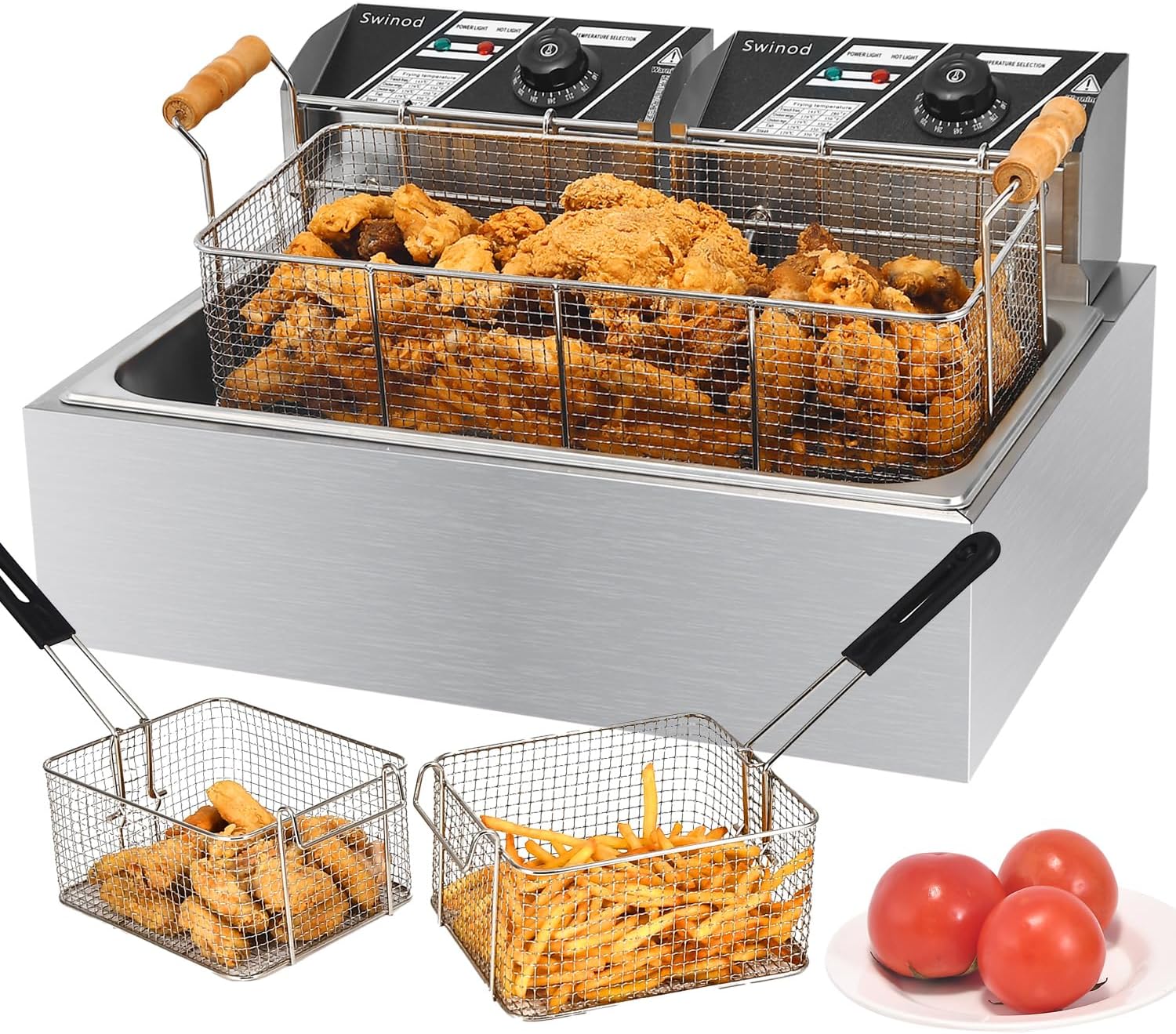 Amazon.com: Commercial Gas Fryer, 12L Countertop Stainless Steel Dual ...