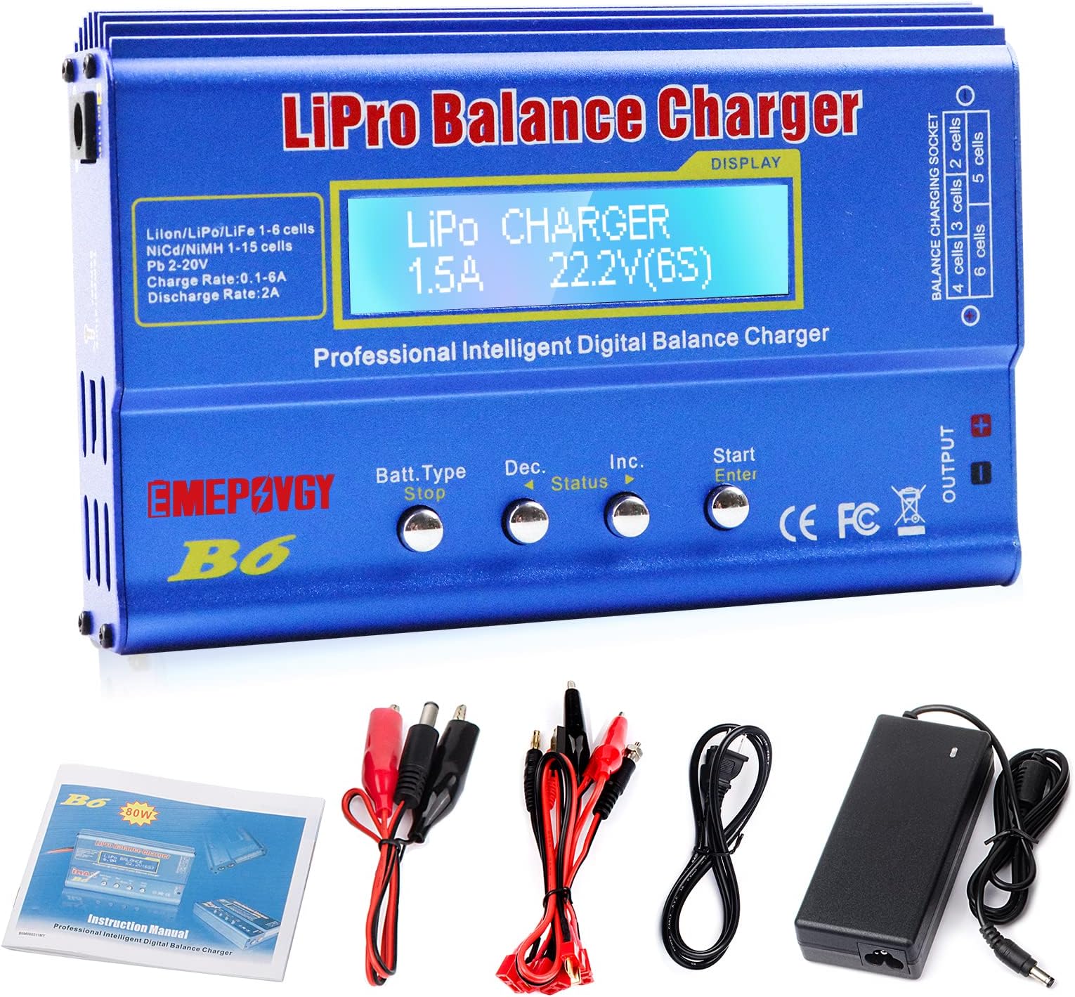 Amazon.com: Tenergy TB-6AB Balance Charger Discharger 1S-6S Digital ...