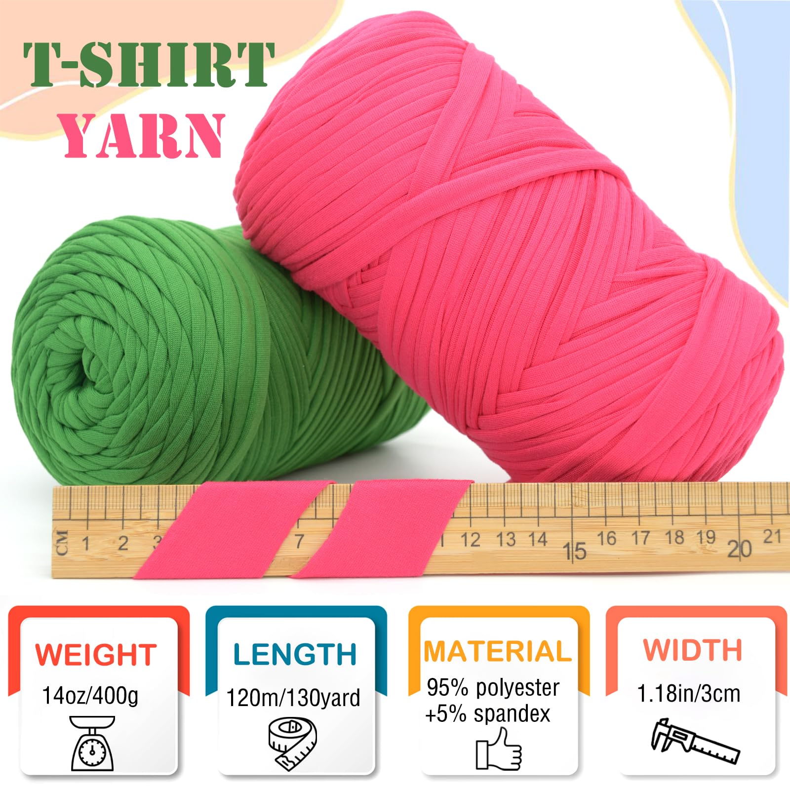 Draft Stopper Tshirt Yarn 400g/160yds Light Pink - Elastic Fabric Yarn ...