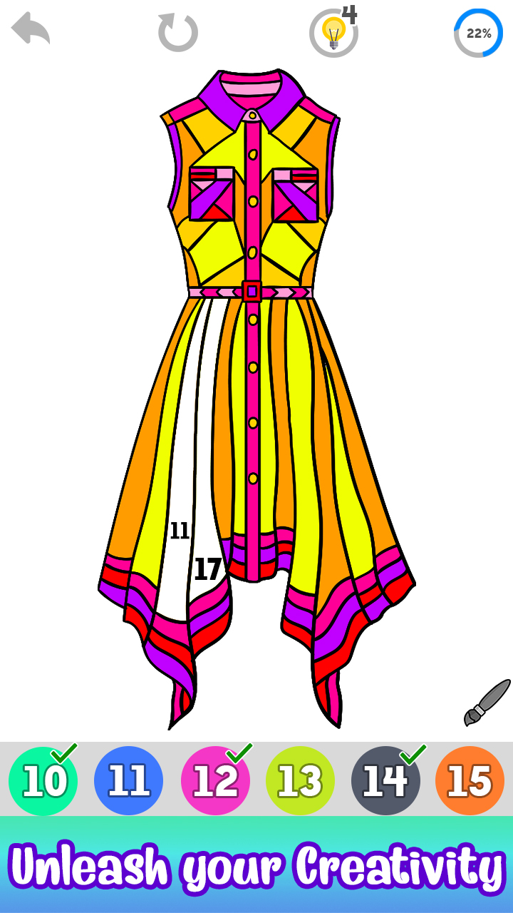 Dresses Color by Number - Girls Paint + Glitter + Crayon + Oil Paint ...