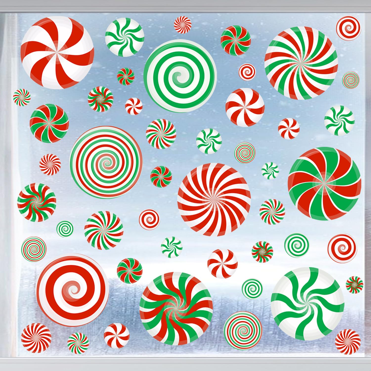 Amazon.com: 45 Pcs Christmas Window Clings Candy Window Clings ...