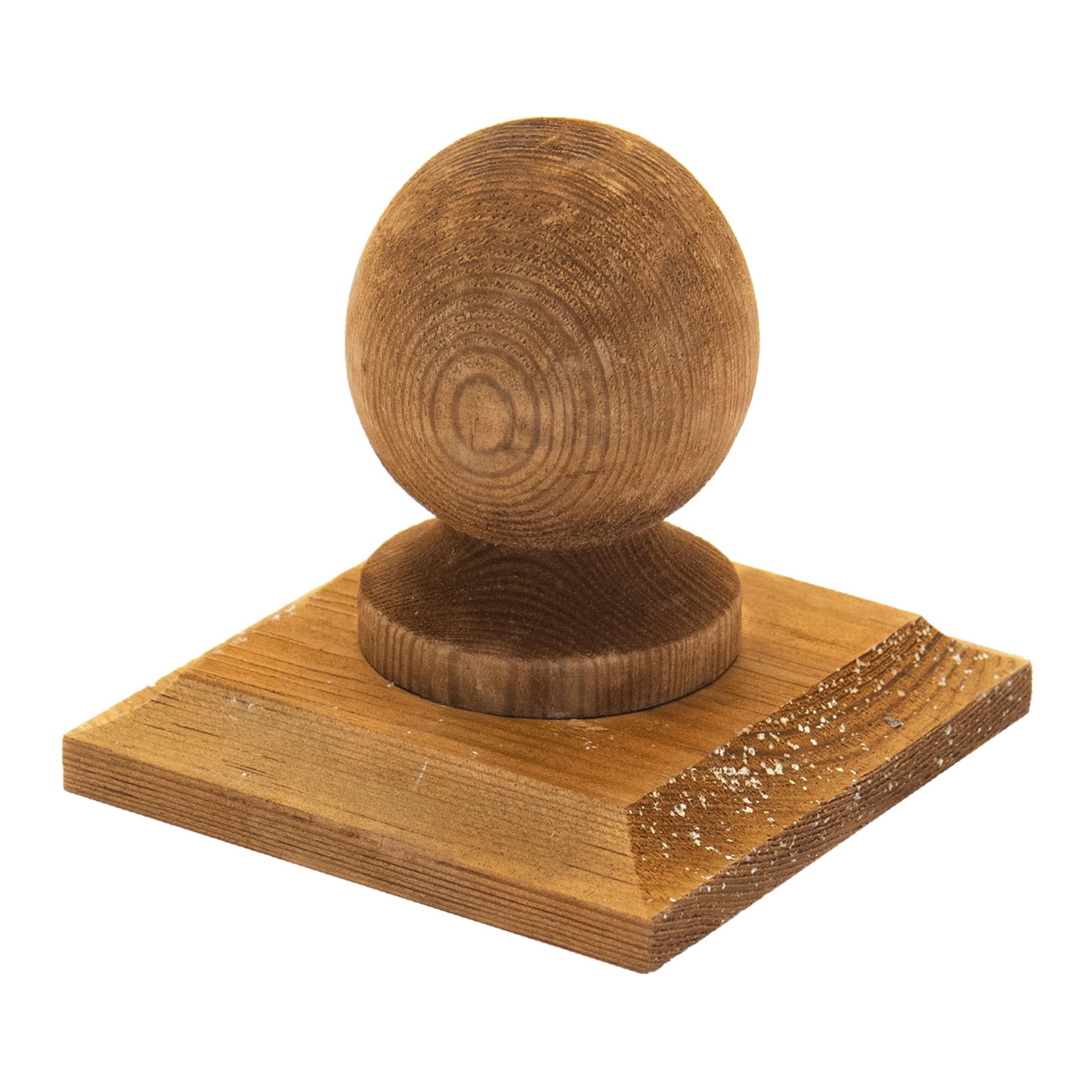 Timber Wooden Fence Post Cap & Ball Finial 120x120mm – Fits 4x4" Square ...