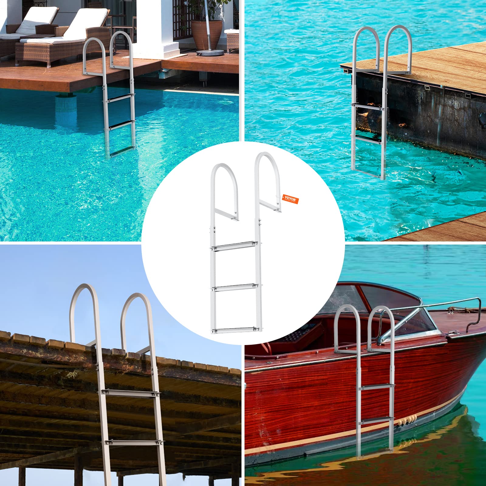 Snapklik.com : VEVOR Removable Dock Ladder 3 Steps, 500lbs Load ...