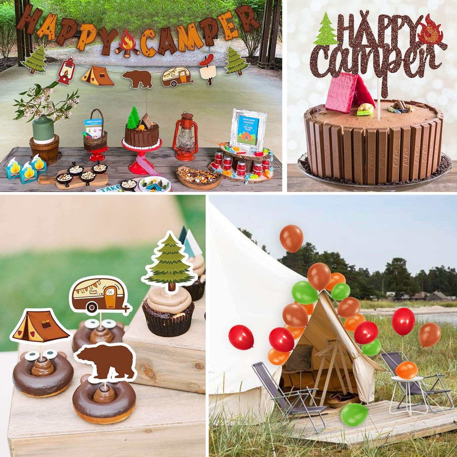 Snapklik.com : Happy Camper Party Decoration Kit Banner Cake Topper ...