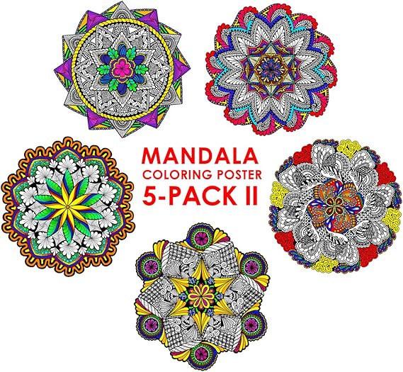 Amazon.com: Stuff2Color Mandala Coloring Poster 5-Pack #2-22 x 22 Inch ...