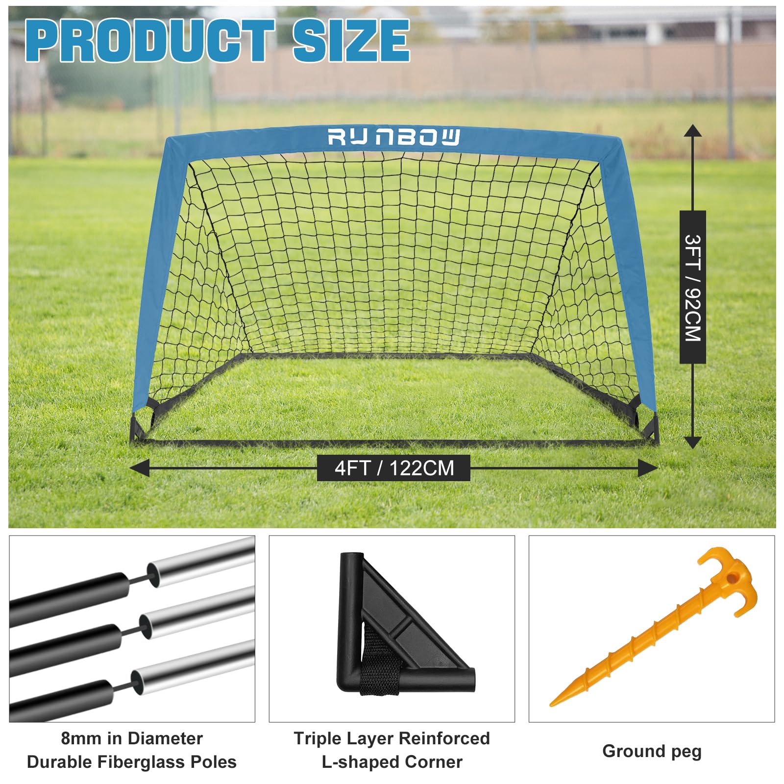 Snapklik.com : RUNBOW 4 X 3 Kids Portable Soccer Goal Net Set Pop Up ...