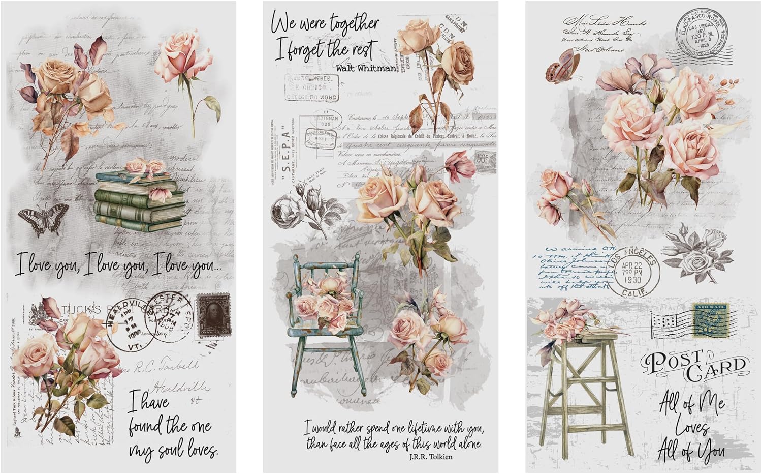 Amazon.com: Rub on Transfers for Crafts and Furniture | 3 Design Sheets ...