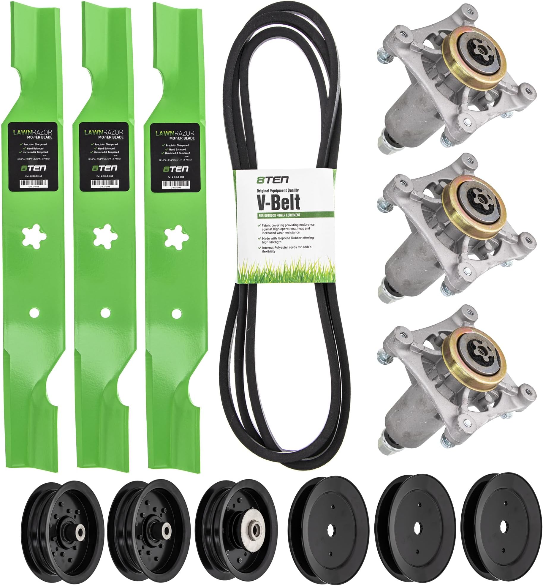 Amazon.com : 8TEN Blade Spindle Belt Pulley Idler Deck Rebuild Kit for ...