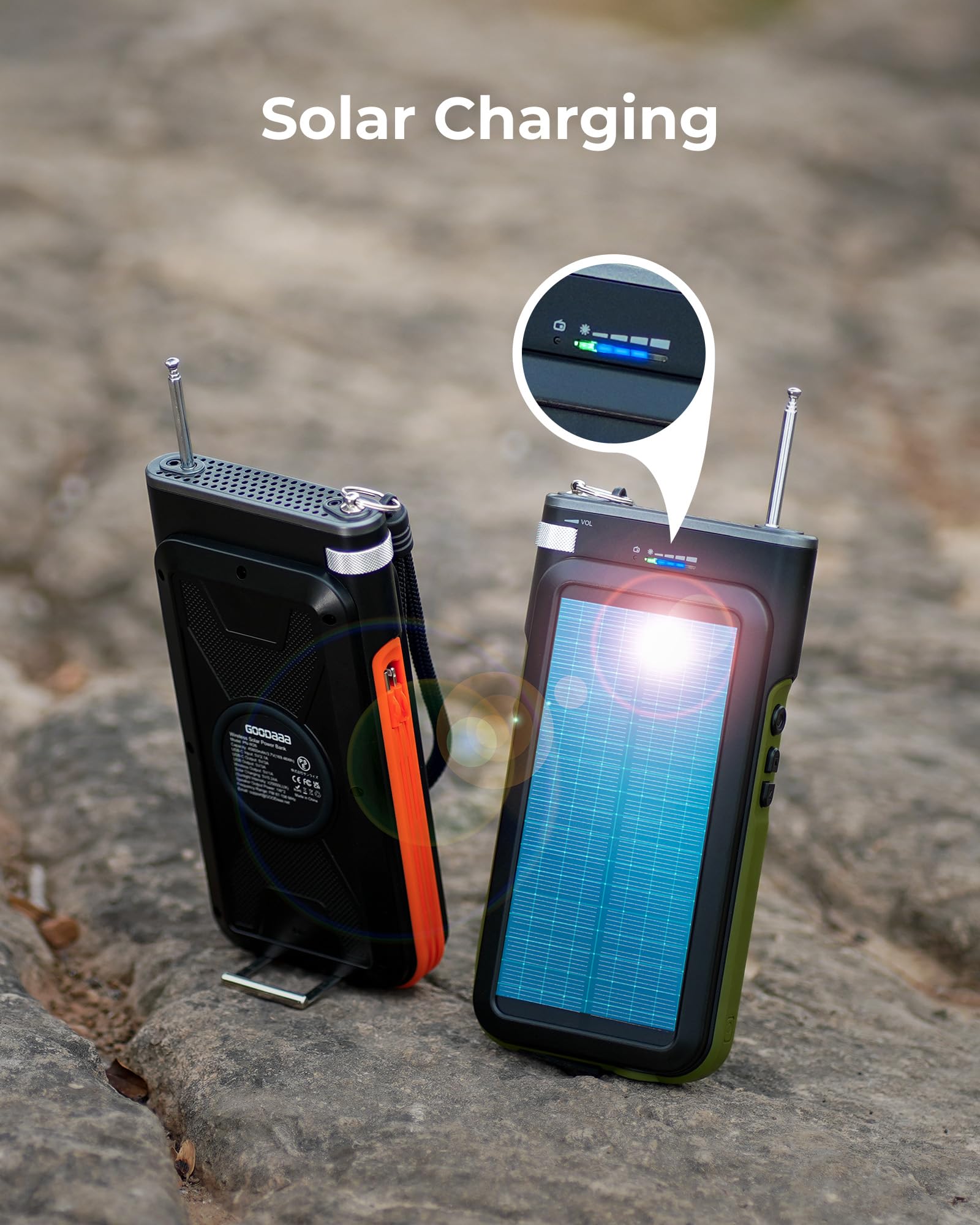 Snapklik.com : GOODaaa Solar Power Bank, 45800mAh Wireless Portable ...