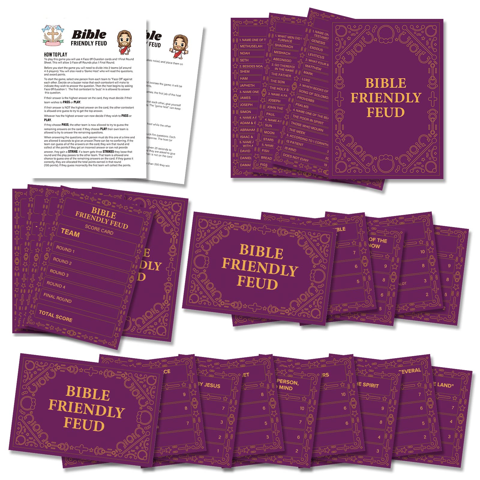 Amazon.com: Bible Friendly Feud Game Set, Bible Game Supplies, Bible ...