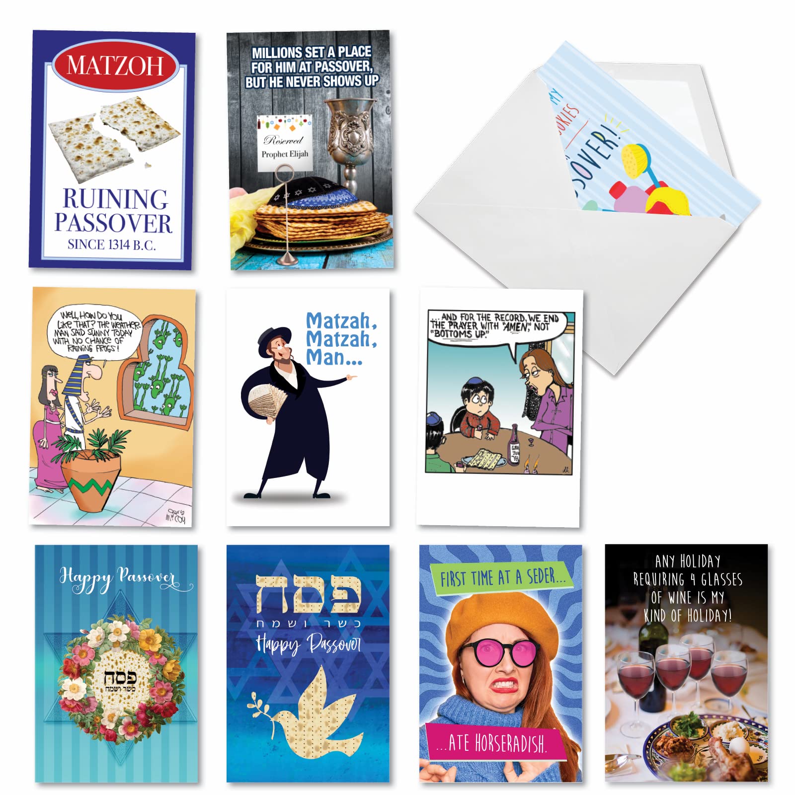Amazon.com : NobleWorks - 10 Assorted Box Set Funny Passover Greeting ...