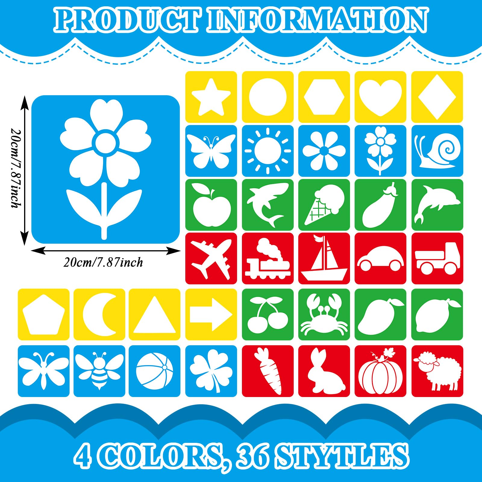 Snapklik.com : 36pcs Drawing Stencils For Kids 8 Inch Sidewalk Chalk ...