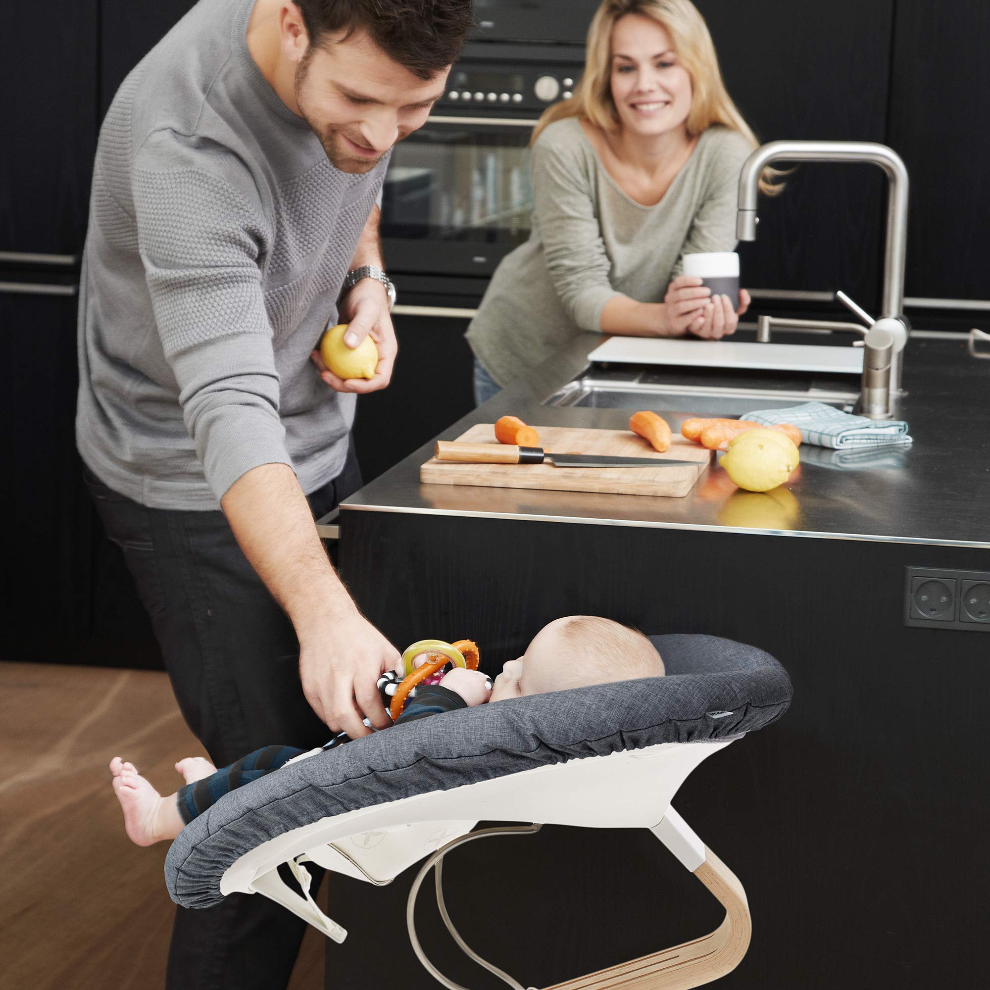 Nomi Baby Black With Gray Cushion Newborn Bouncer Accessory Nomi ...