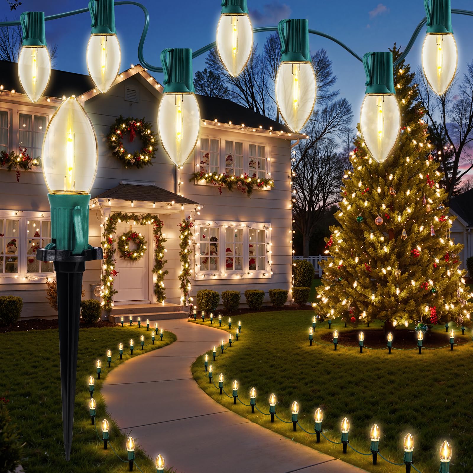 Pathway Lights C9 Cool White Christmas Led Pathway Lights