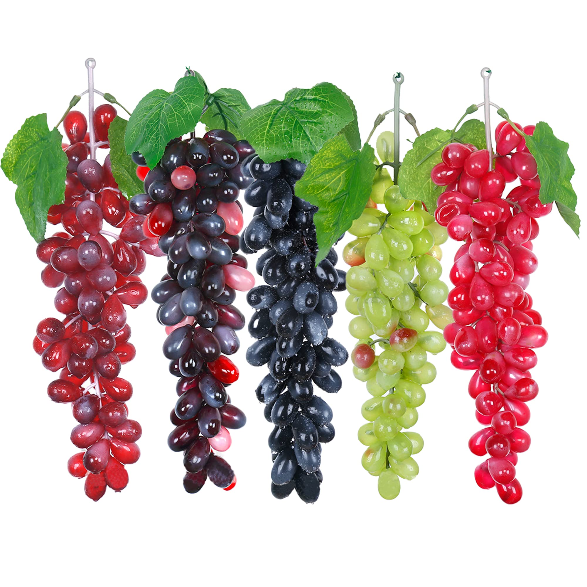 Amazon.com: Woohome 5 Bunches Fake Grapes Artificial Grape with Vines ...