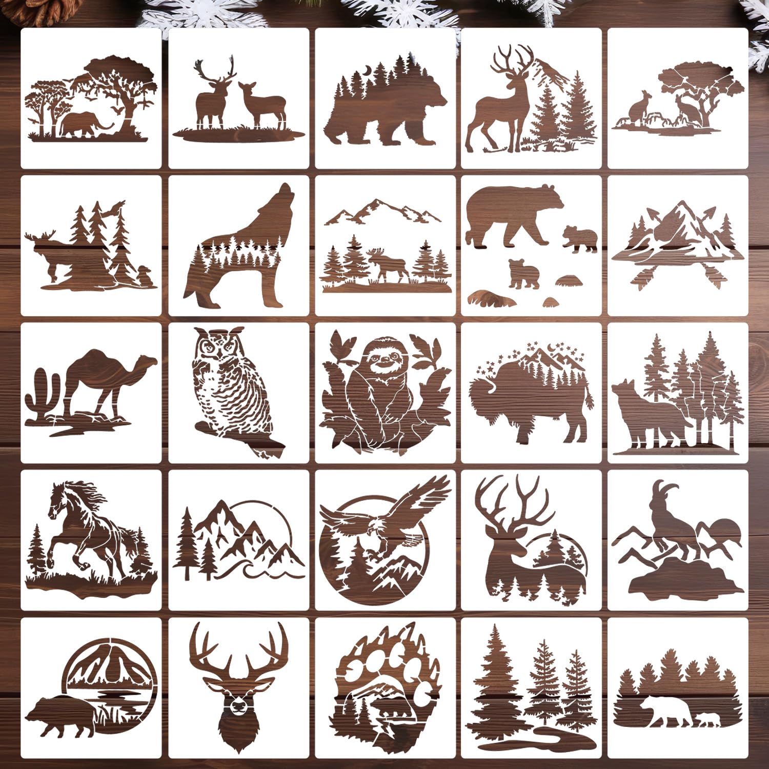 Snapklik.com : Forest Animal Stencils Bear Deer Stencils For Wood ...