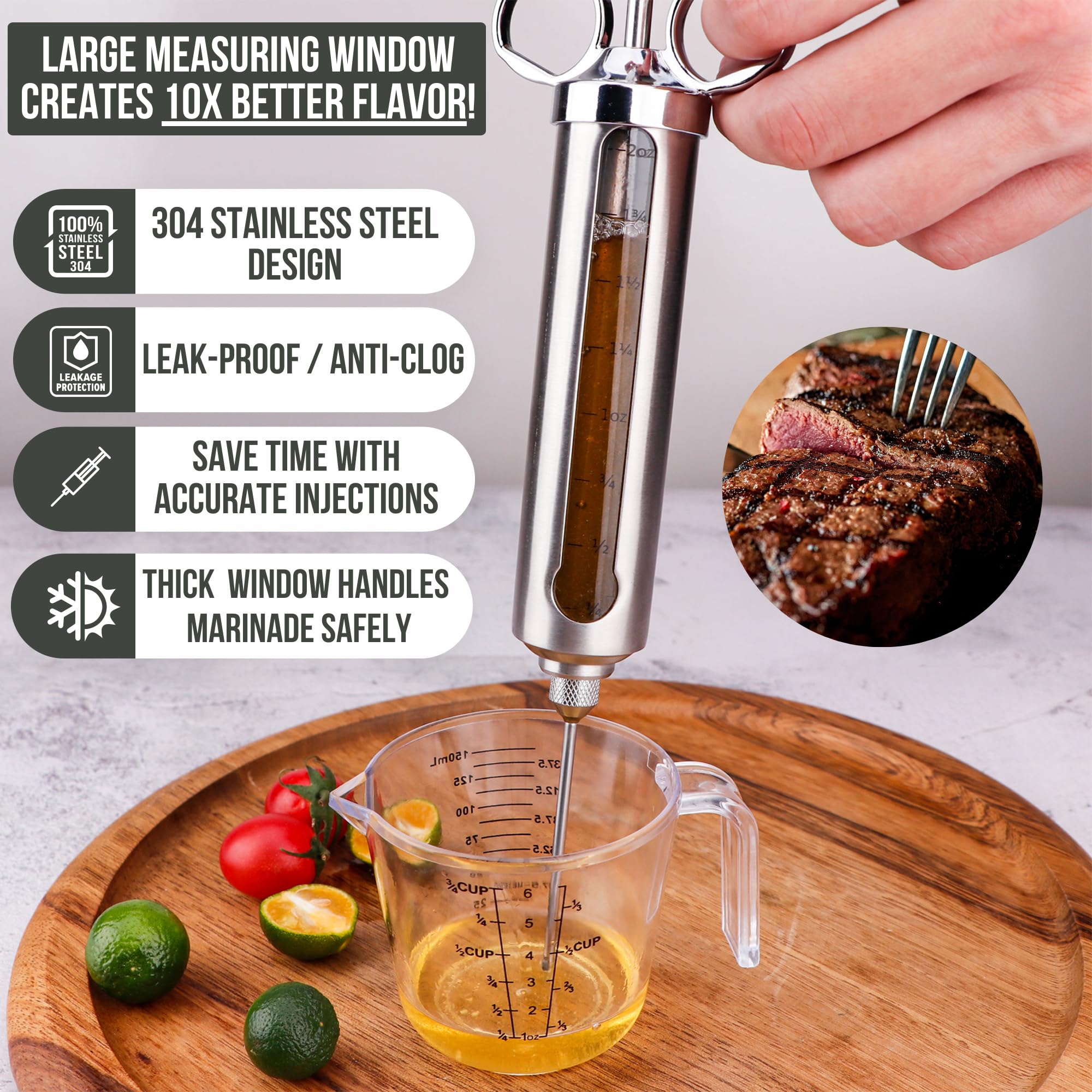 Snapklik.com : Professional Meat Injector Syringe Kit For Smoking ...