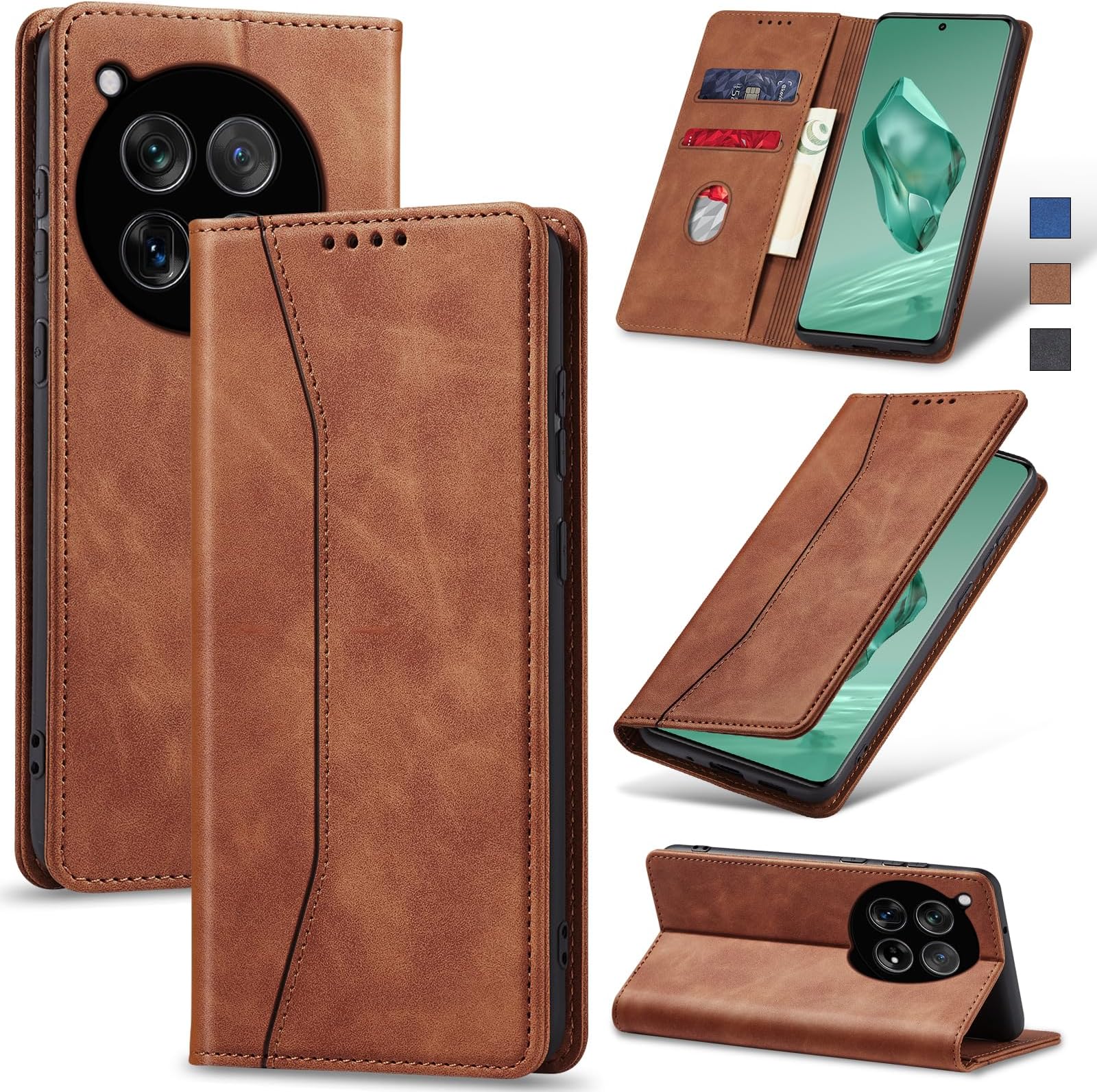 Jasonyu Flip Wallet Case for OnePlus 12,Leather Magnetic Folio Cover ...