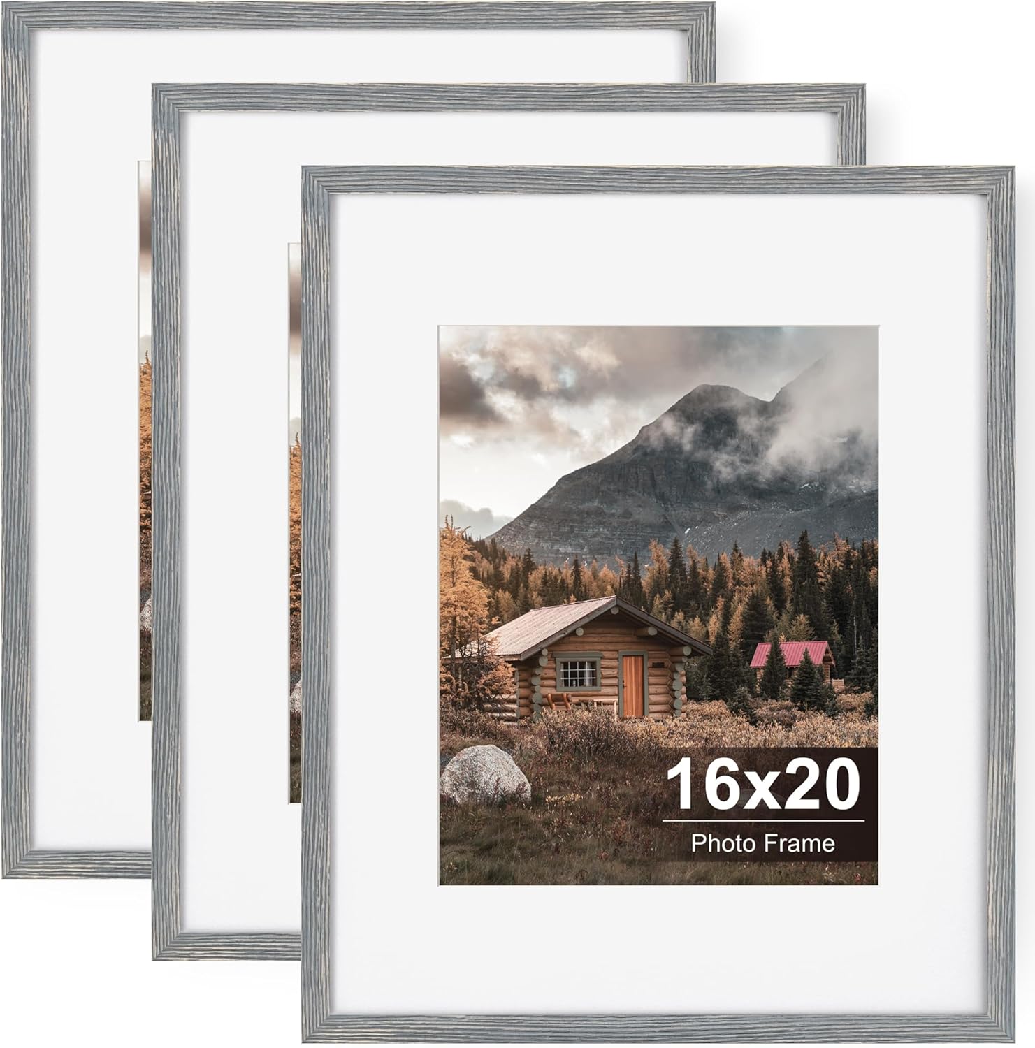 Amazon.com - 16x20 Frames, 3 Pack Rustic Picture Frames Distressed Grey ...