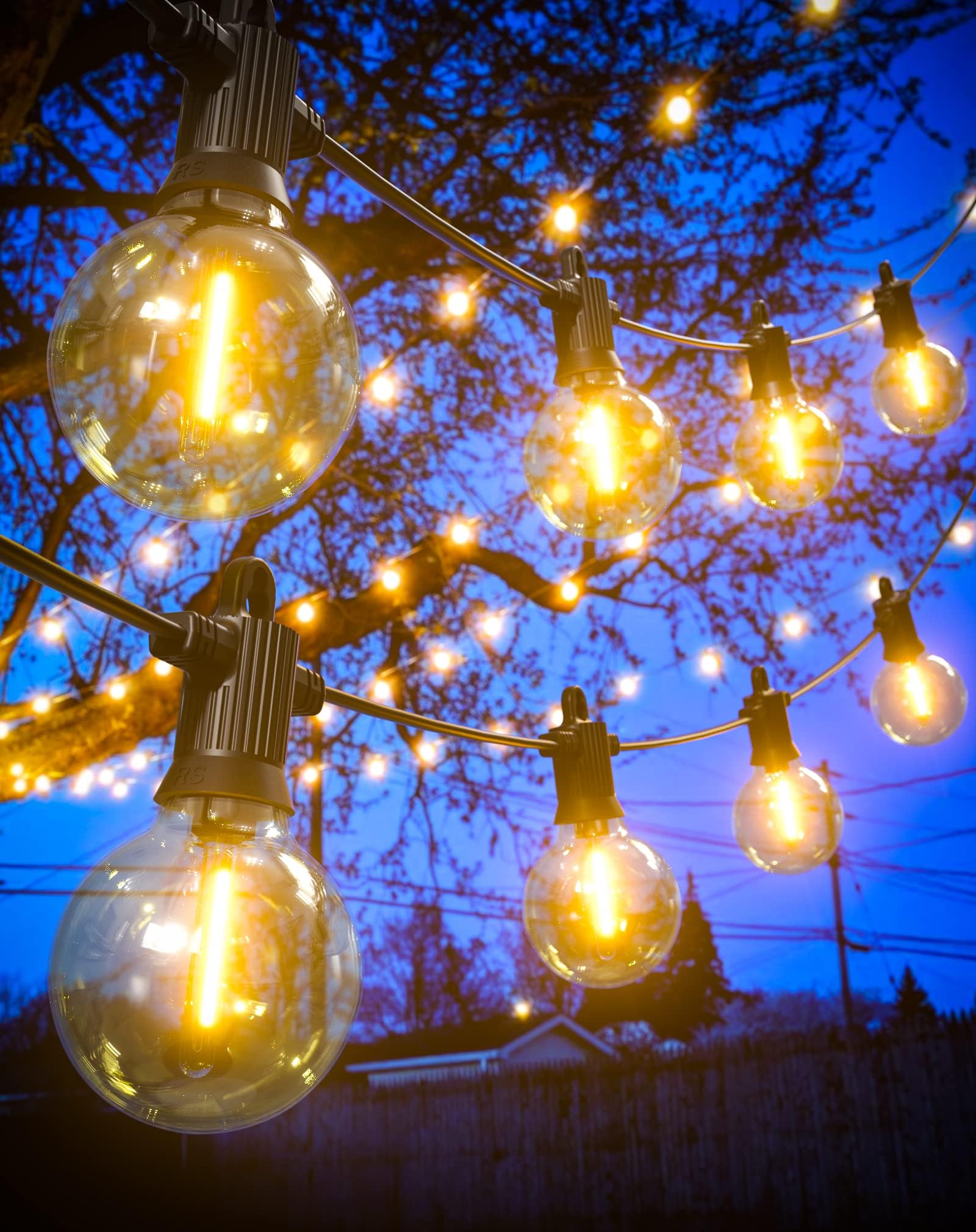 Outdoor LED String Lights Mains Powered 7.6M/25 FT G40 Globe Garden ...