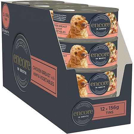 ENCORE 100% Natural Dog Food Tin 1x(12x156g) Chicken Breast with Rice ...
