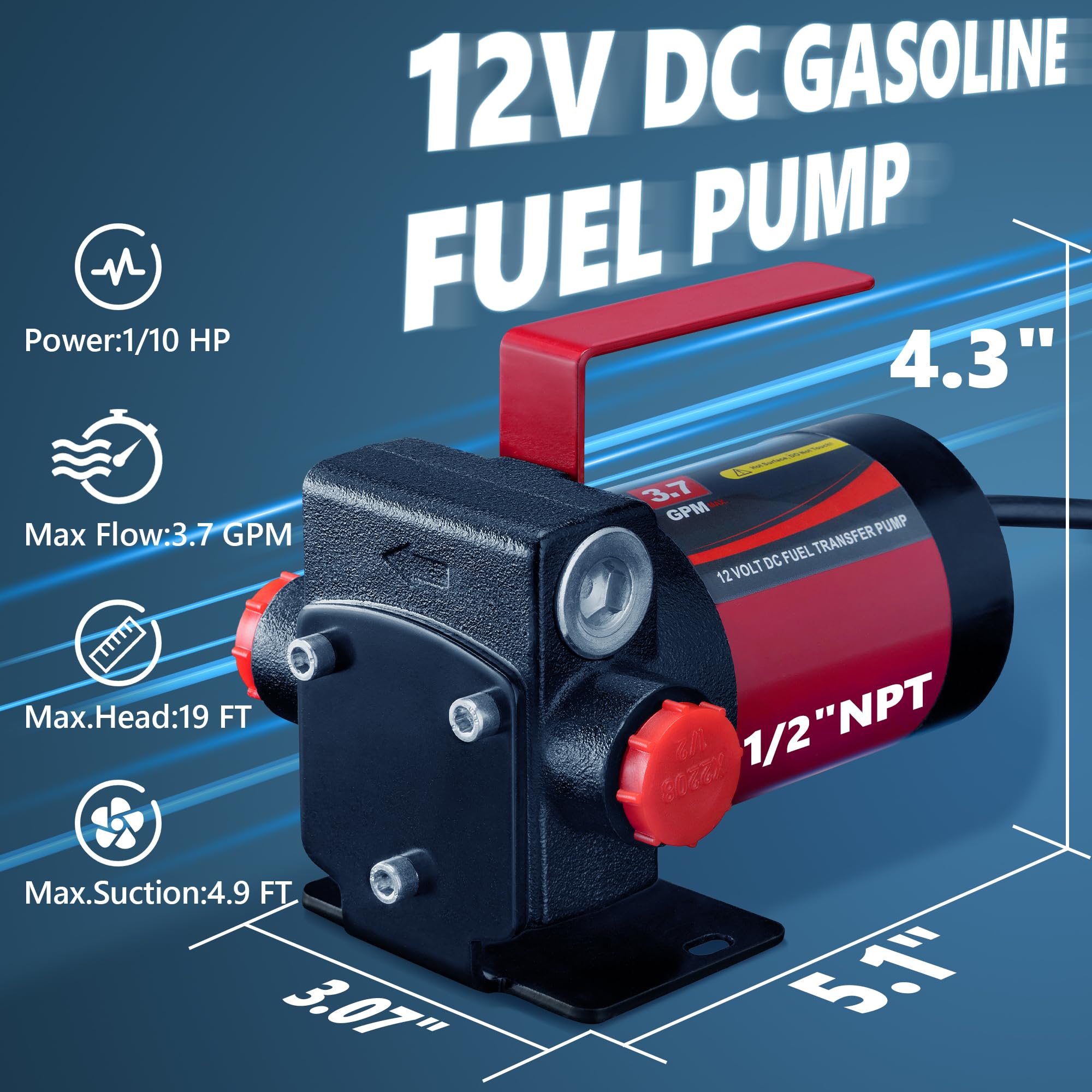 Snapklik.com : 12V DC Gasoline Fuel Pump Kit, Self-priming Fuel ...