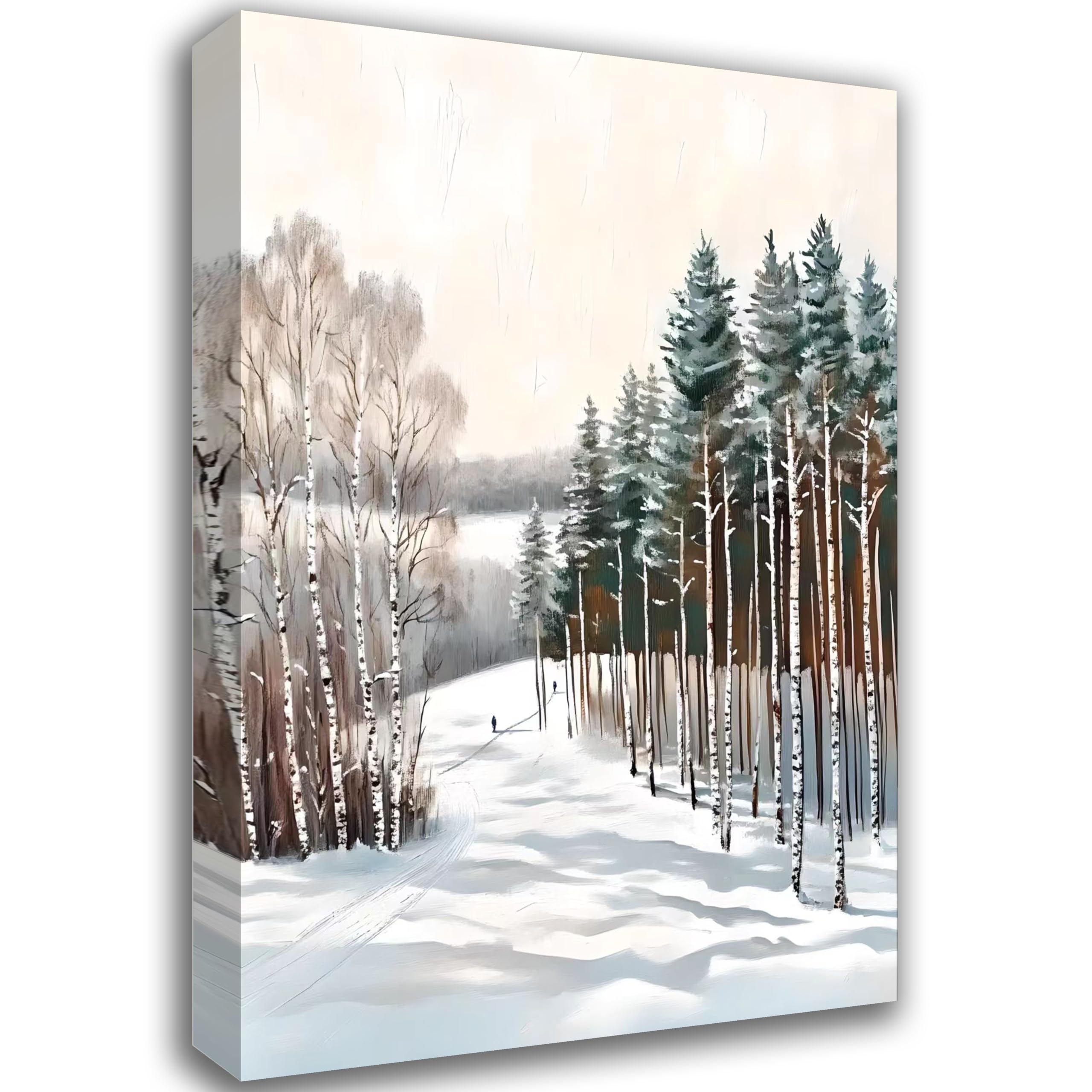 Amazon.com: ketilly Winter Trees Canvas Wall Art, Snowy Forest Wall Art ...